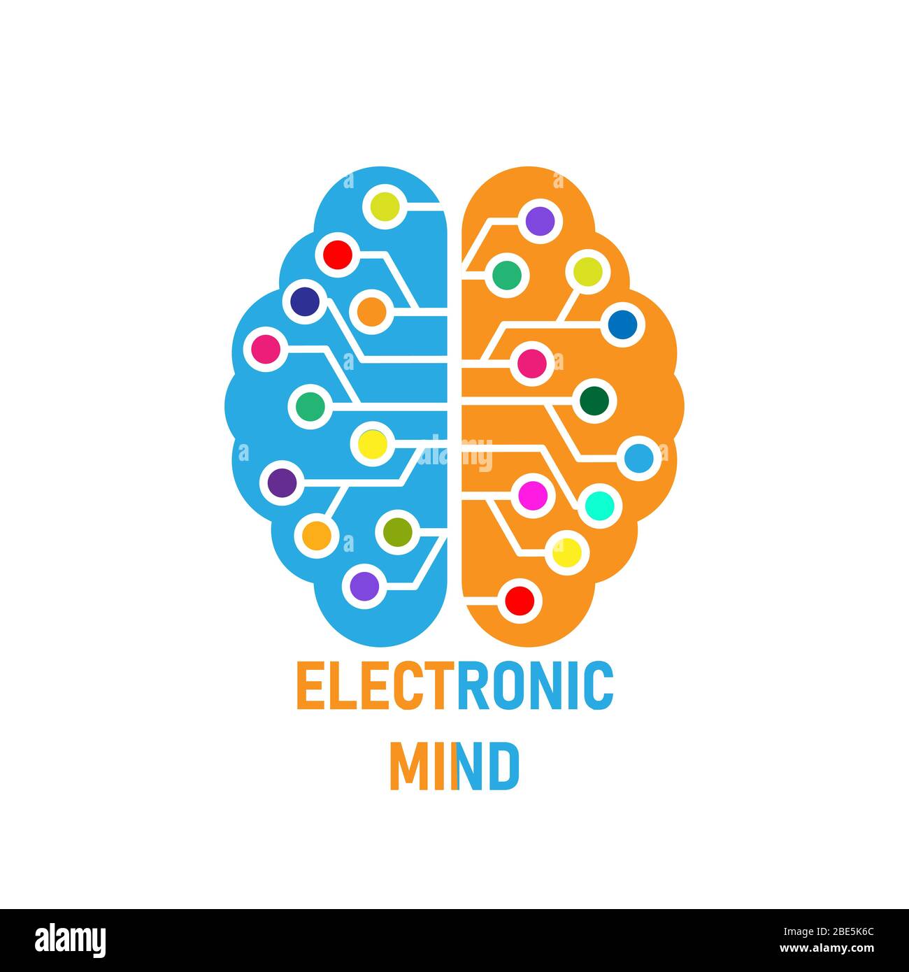 Vector illustration of the brain. Artificial or electronic intelligence ...