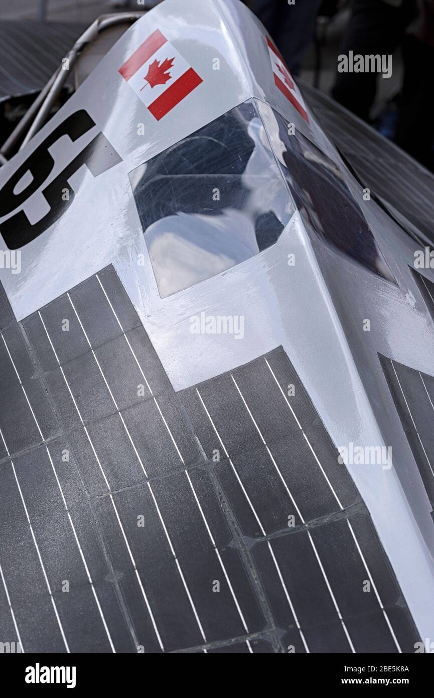 Experimental concept solar powered car with a Canadian flag sticker ...