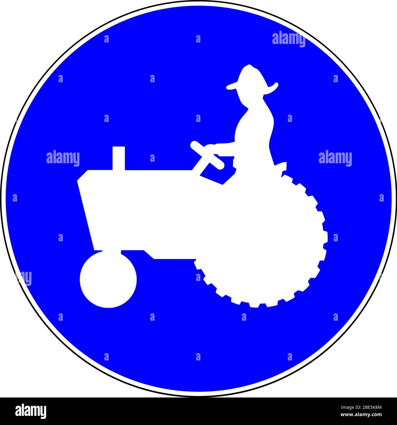 Tractor allowed blue sign on white background Stock Photo - Alamy