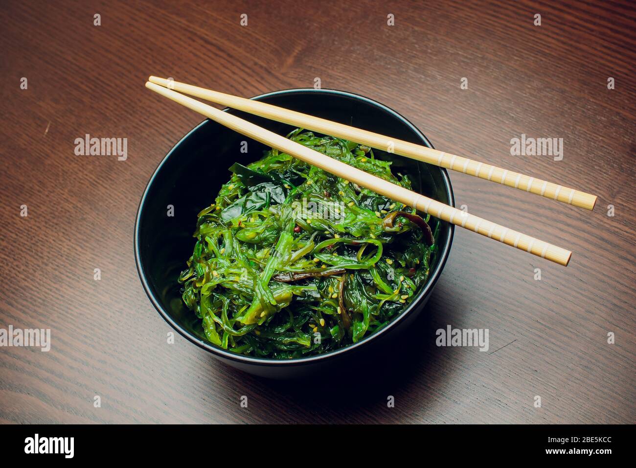 Green Chuka Seaweed Salad Top View. Wakame Sea Kelp Salat, Chukka Sea ...