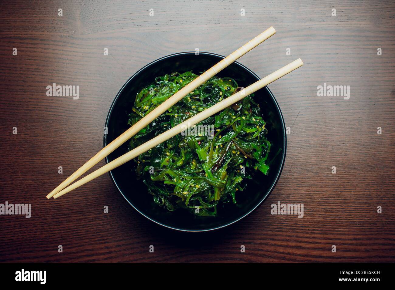 Green Chuka Seaweed Salad Top View. Wakame Sea Kelp Salat, Chukka Sea ...