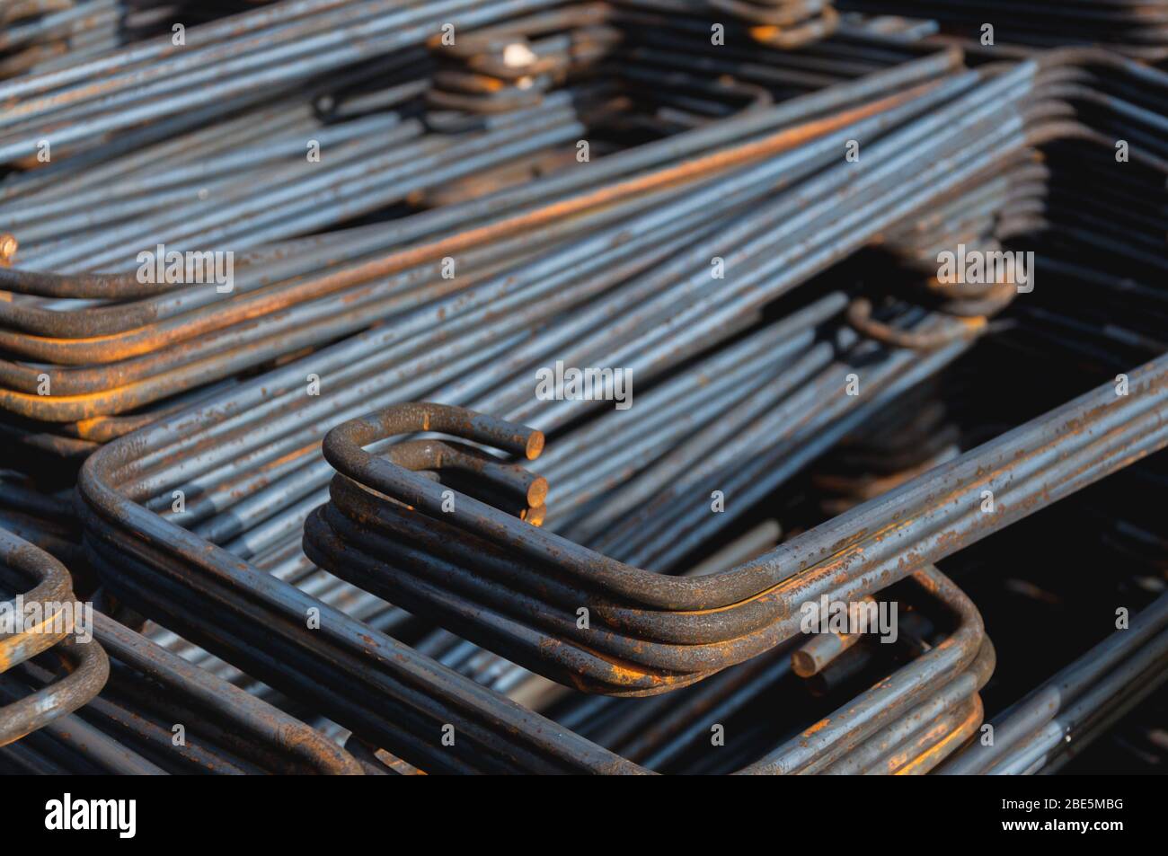 Reinforcing steel bars for building new concrete structures. Base for ...