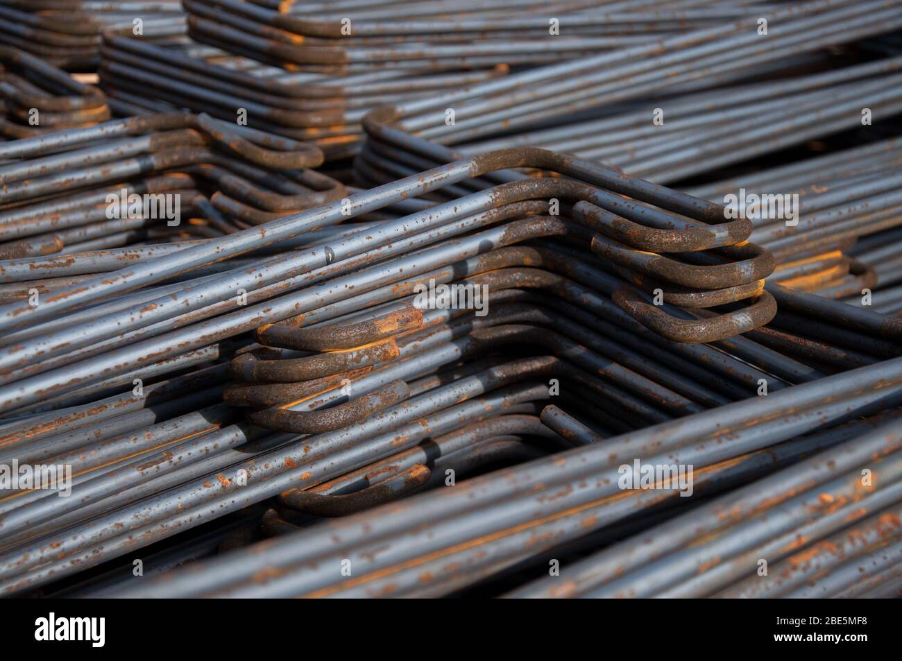 Reinforcing steel bars for building new concrete structures. Base for ...