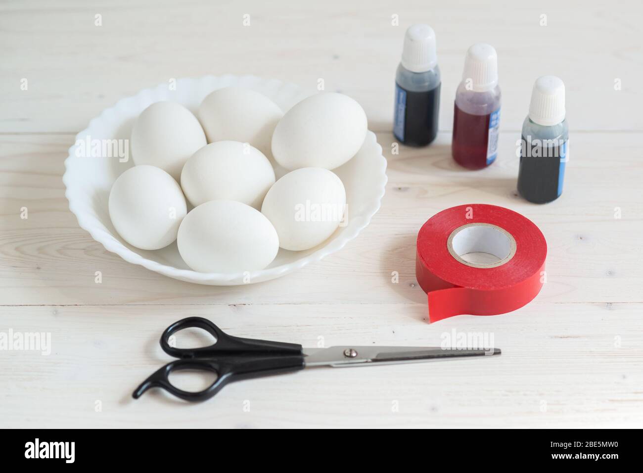 Preparation for egg coloring for the chrestian Easter holiday with the ...