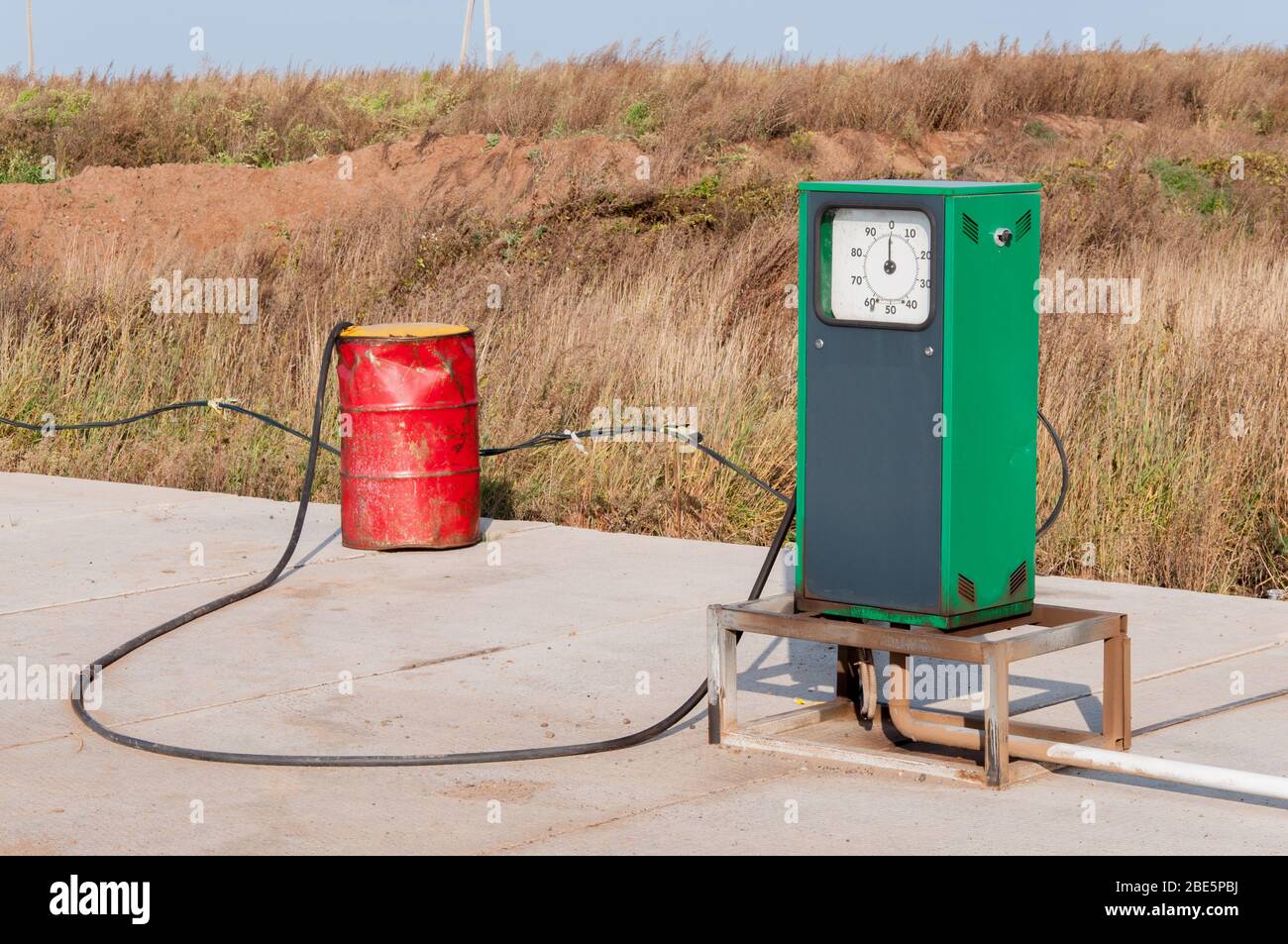 Fuel gauge at a mobile gas station. Refueling equipment at a ...