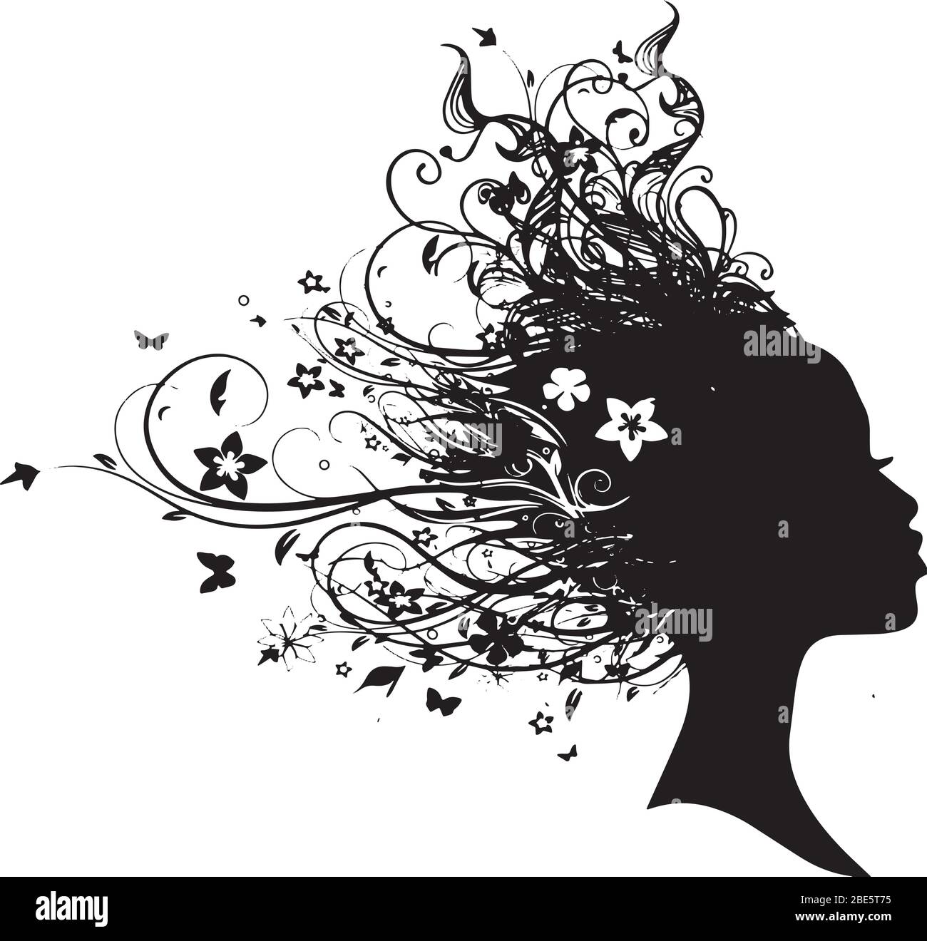 silhouette of women with flying hair Stock Vector Image & Art - Alamy