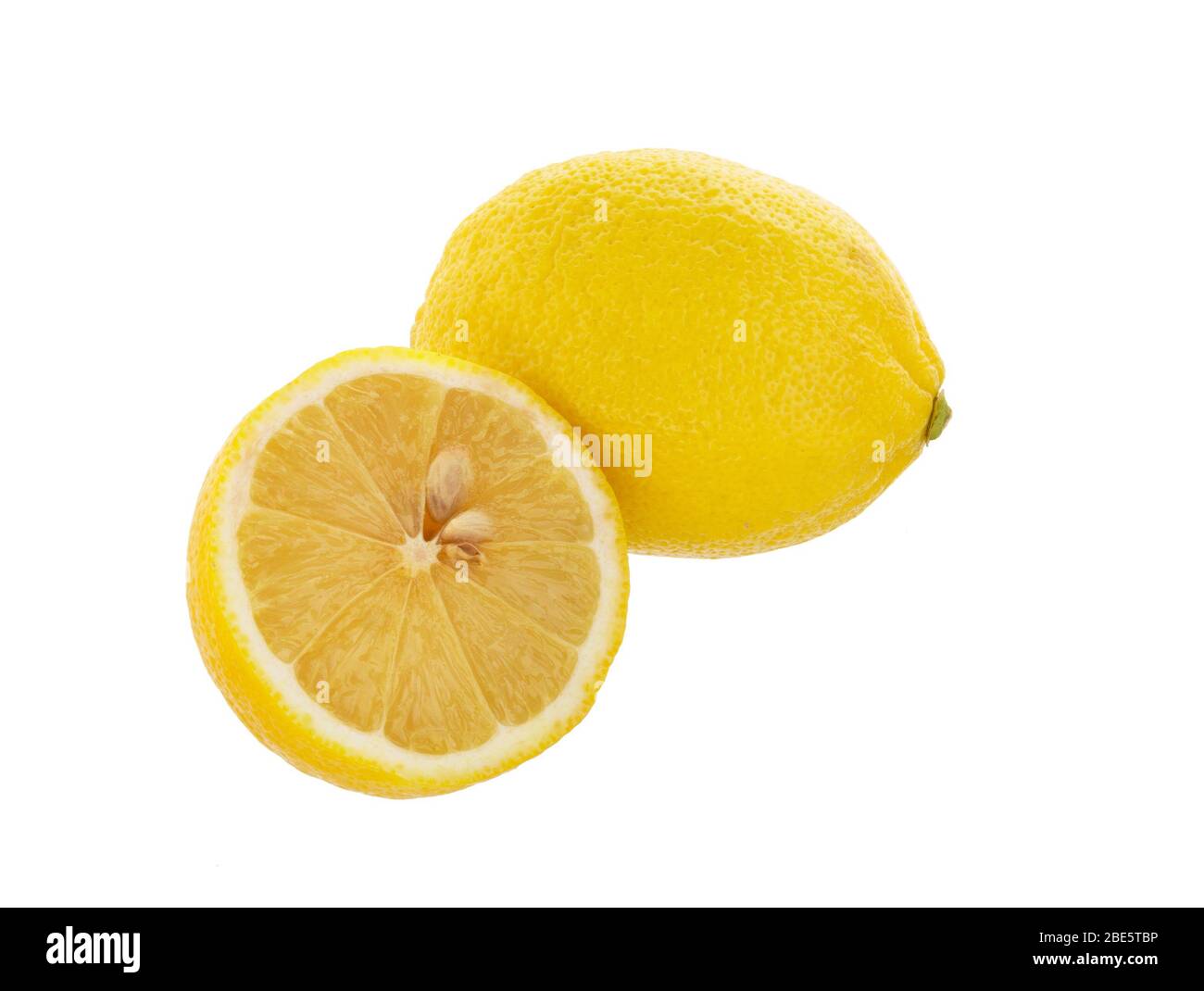lemon fruit and a half isolated on white background. Fresh lemon. Ripe ...
