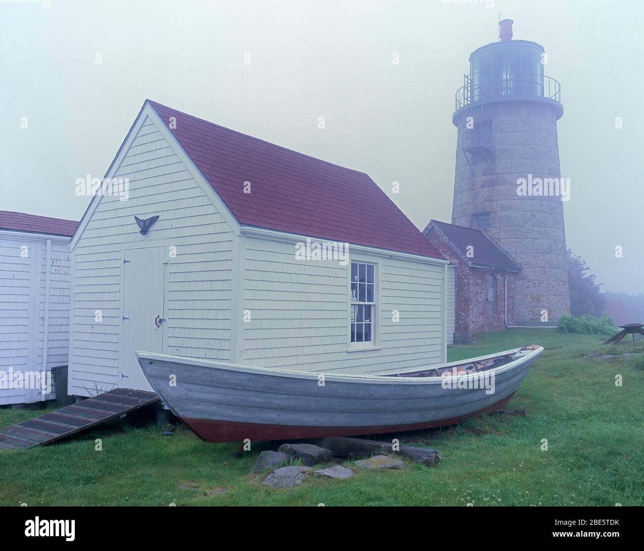 Monhegan Light & Dory Stock Photo - Alamy