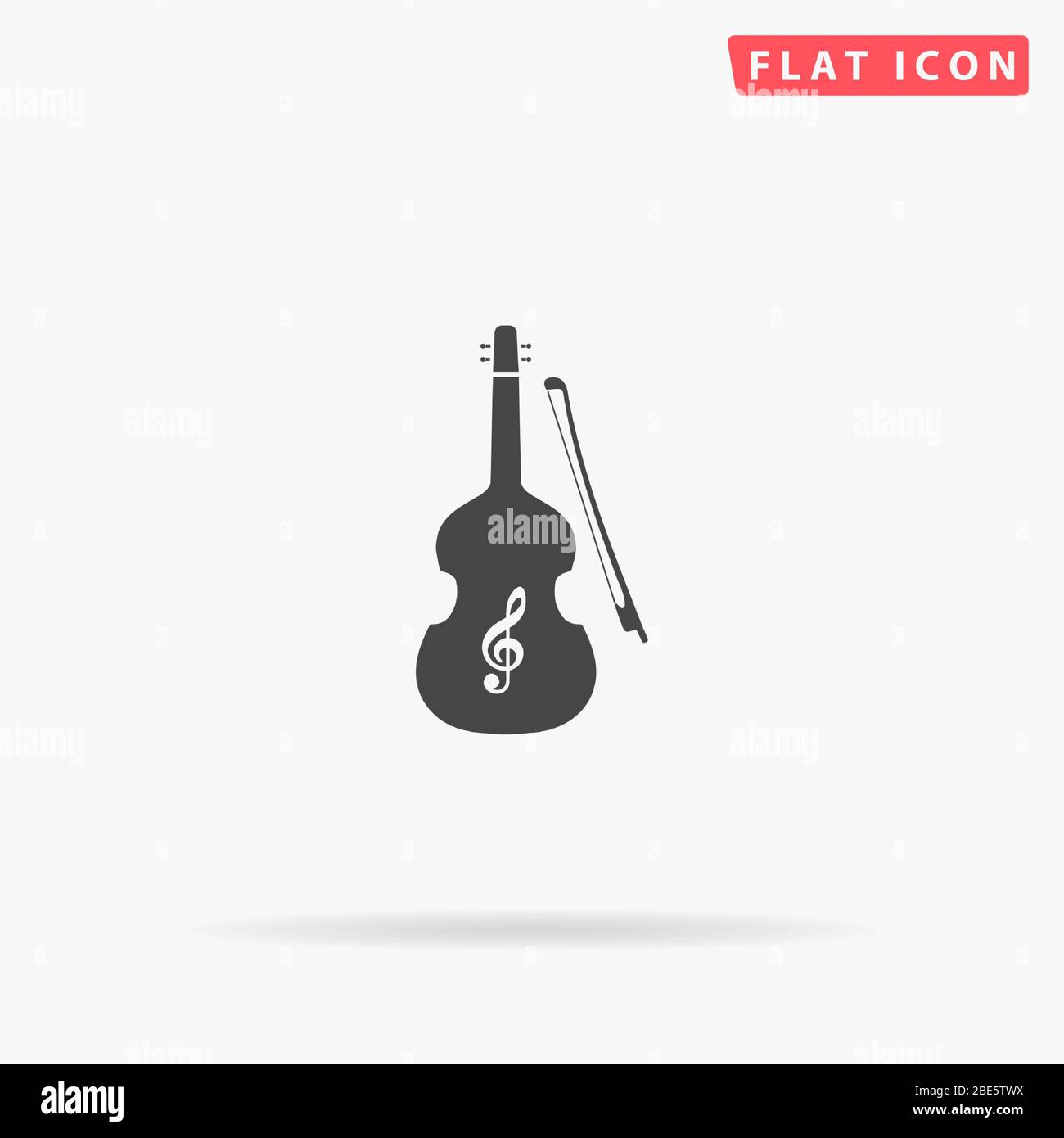 Violin flat vector icon. Glyph style sign. Simple hand drawn ...
