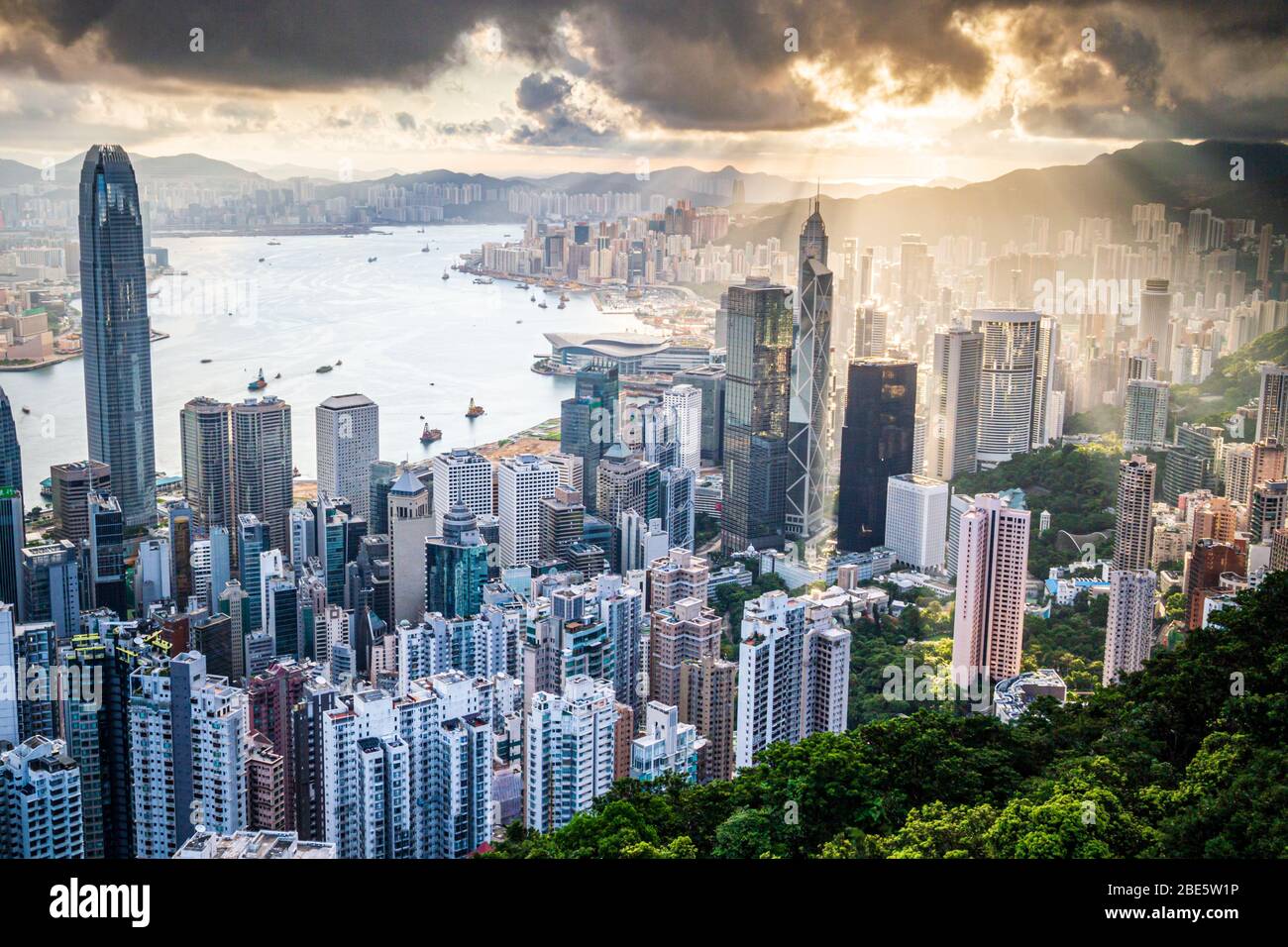 The first sunlight in summer Mega city Hong Kong Stock Photo - Alamy