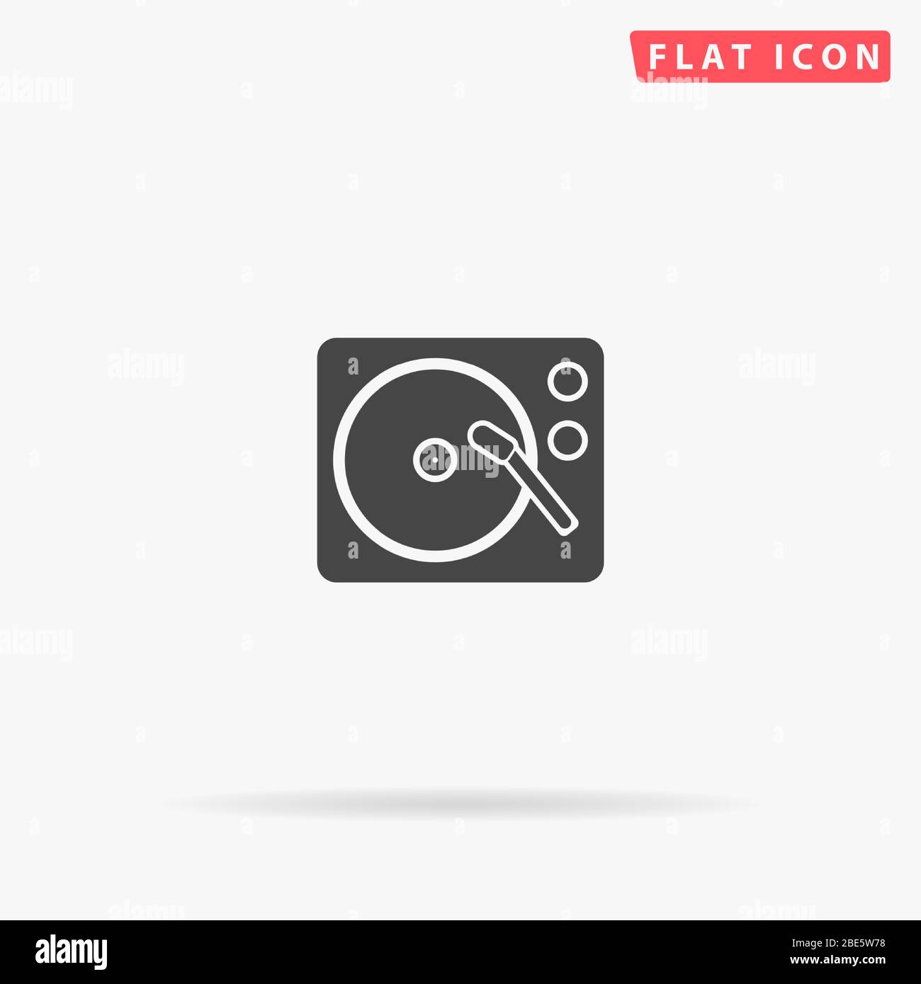 Record Player flat vector icon. Glyph style sign. Simple hand drawn ...