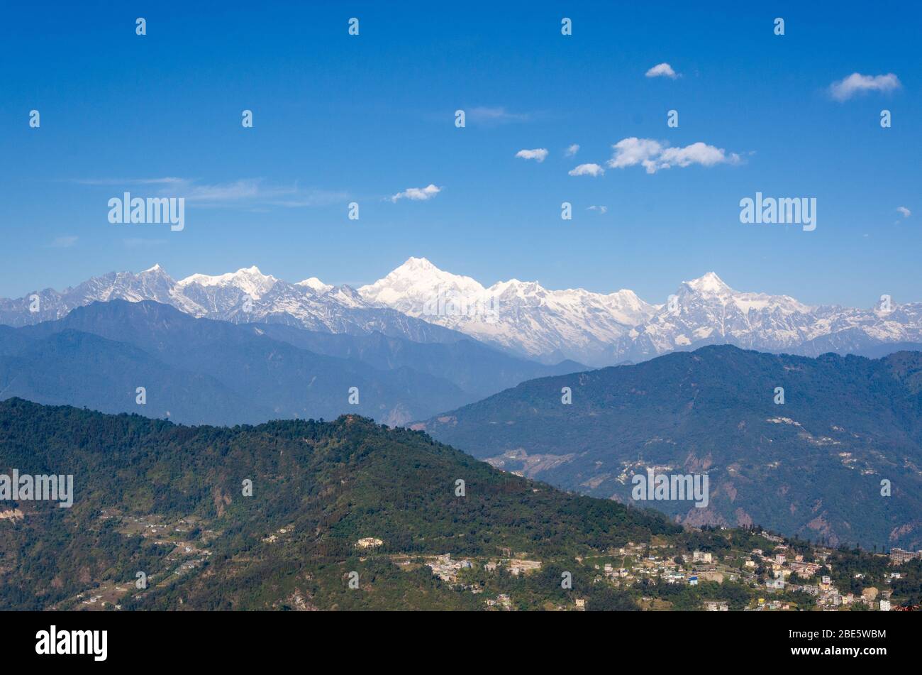 Beautiful view of Kangchenjunga and its surrounding mountain peaks from ...