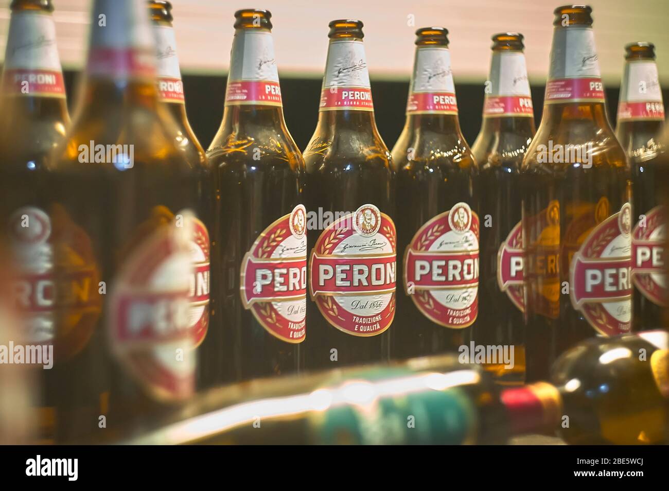 Peroni beer bottles Stock Photo - Alamy