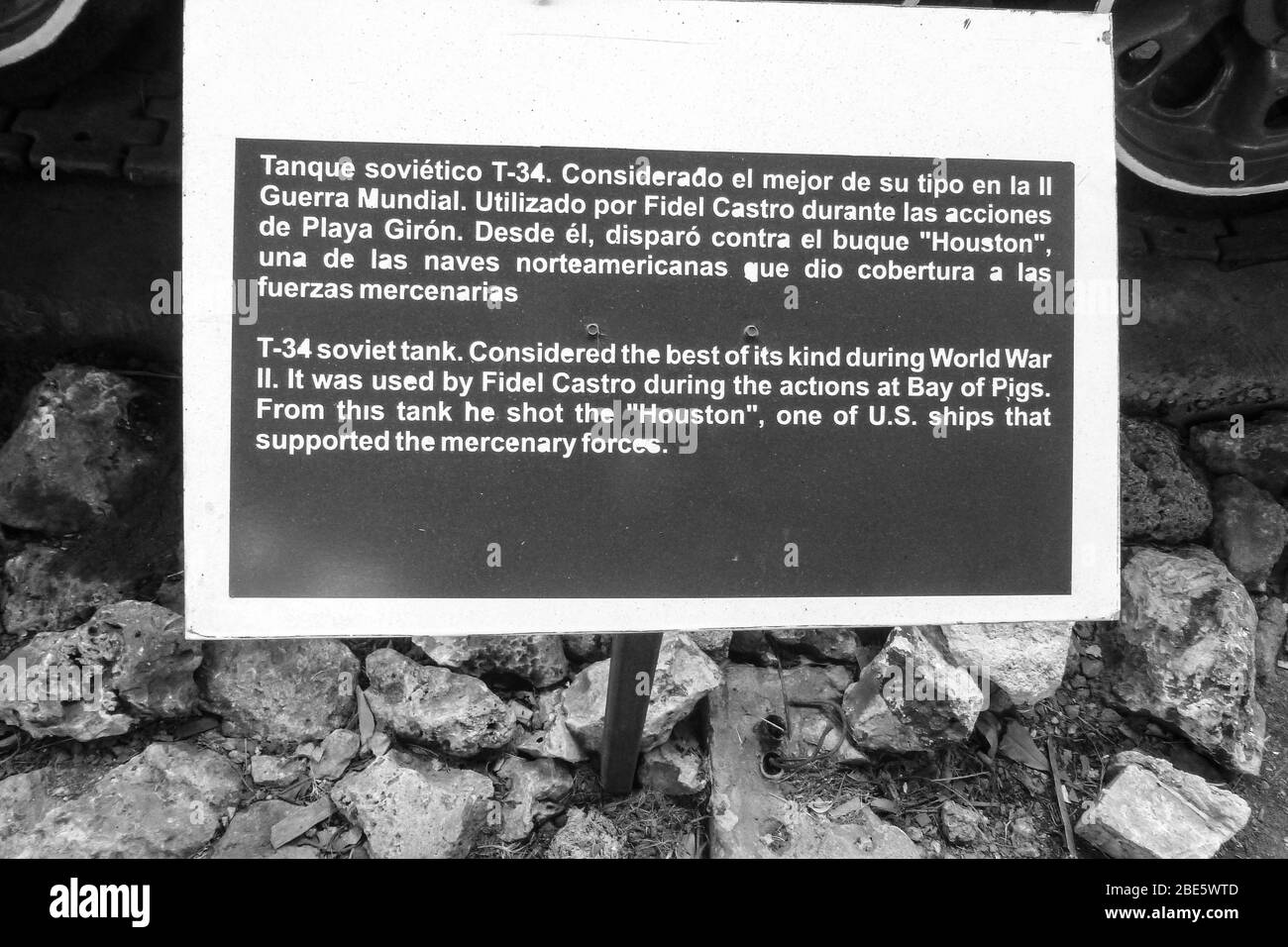 Sign for T-34 Soviet tank Havana Cuba World War two Fidel Castro US ...