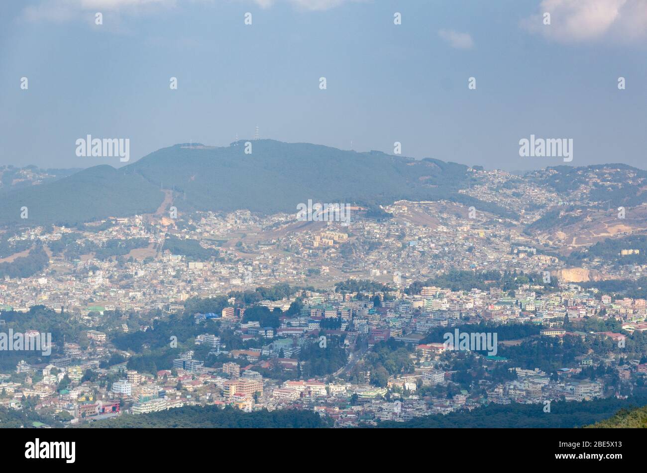 Beautiful panoramic roadside view of Shillong city while traveling from ...