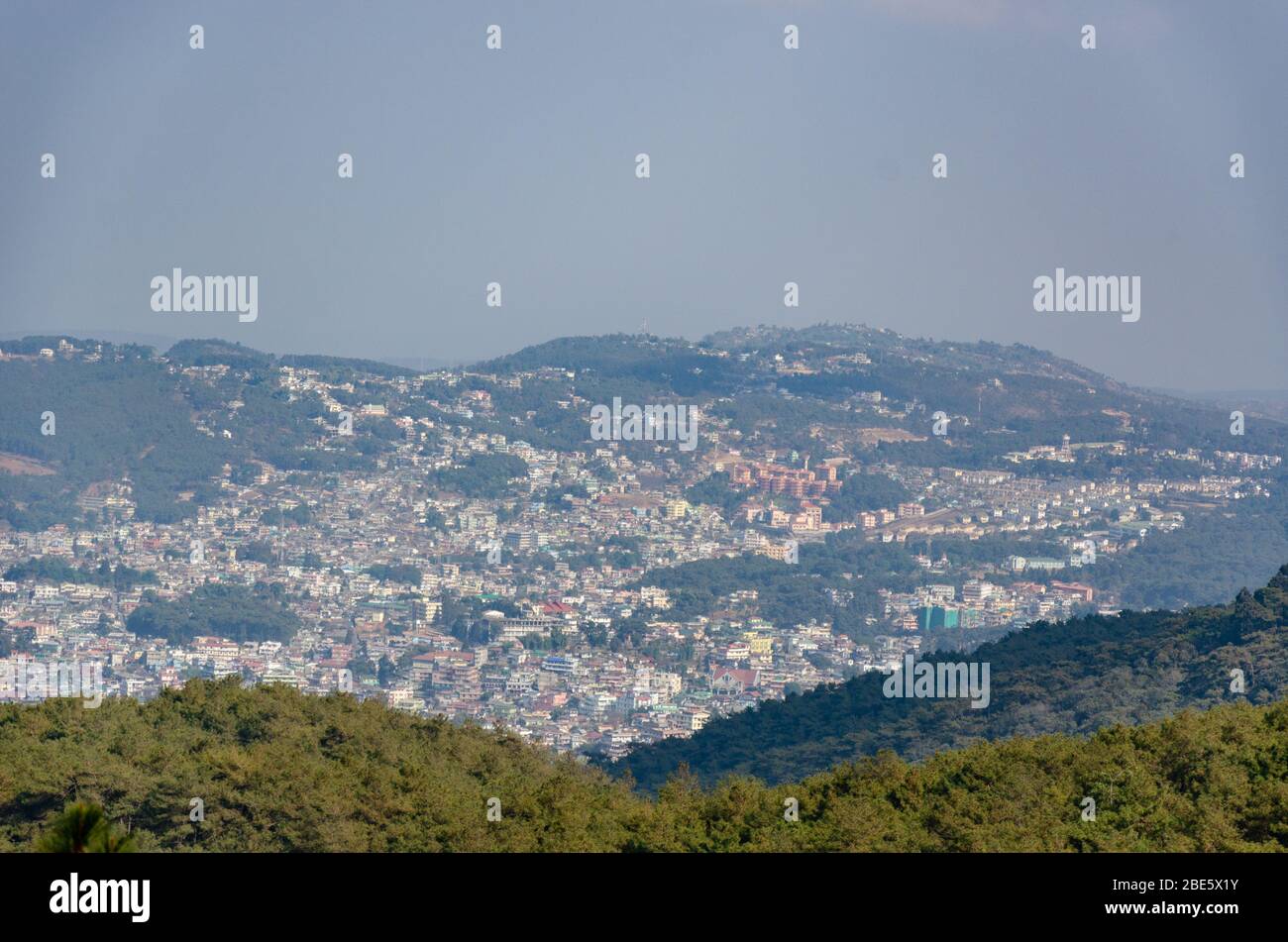 Beautiful panoramic roadside view of Shillong city while traveling from ...