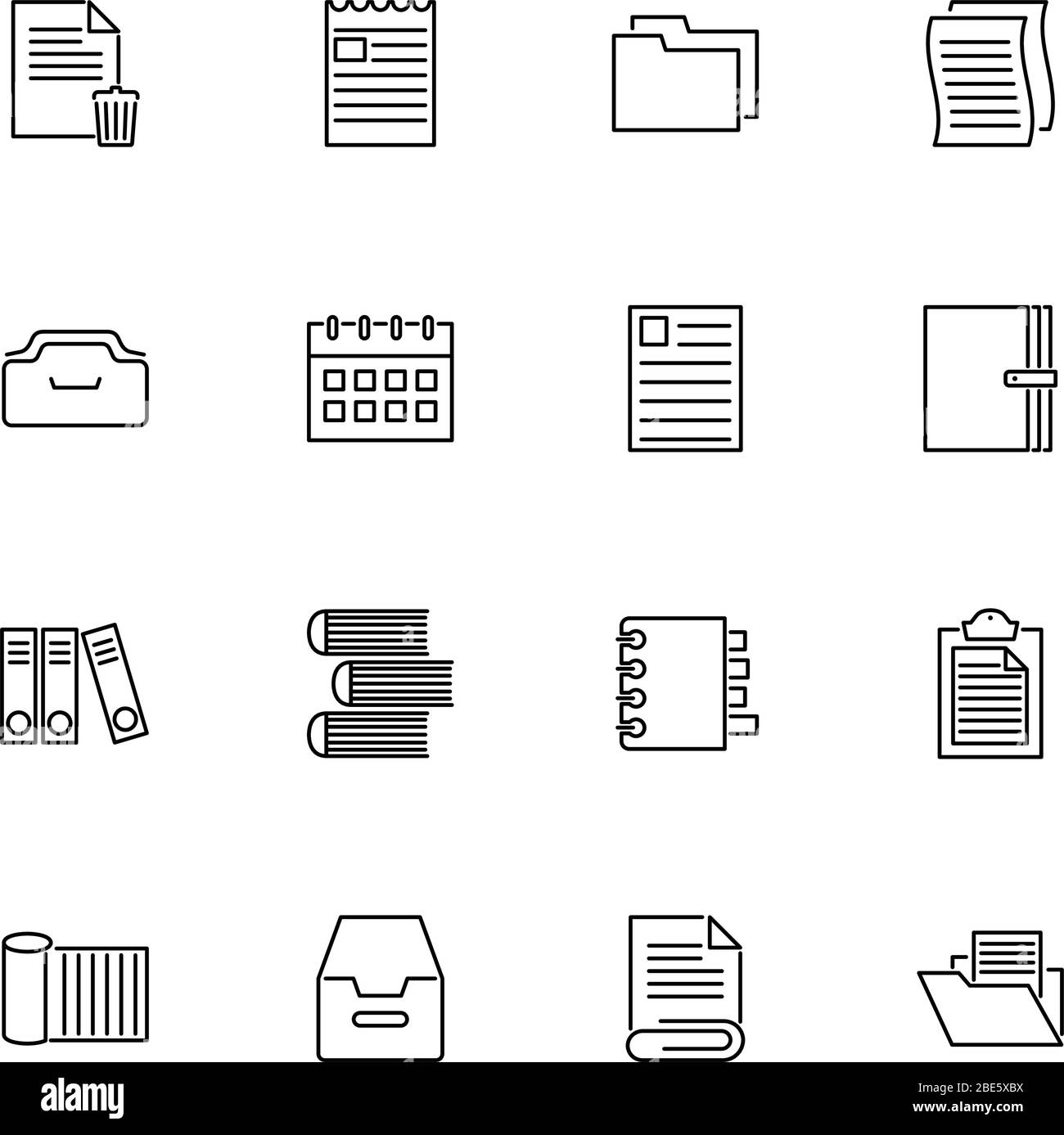 Documents, Paper, Sheet outline icons set - Black symbol on white ...