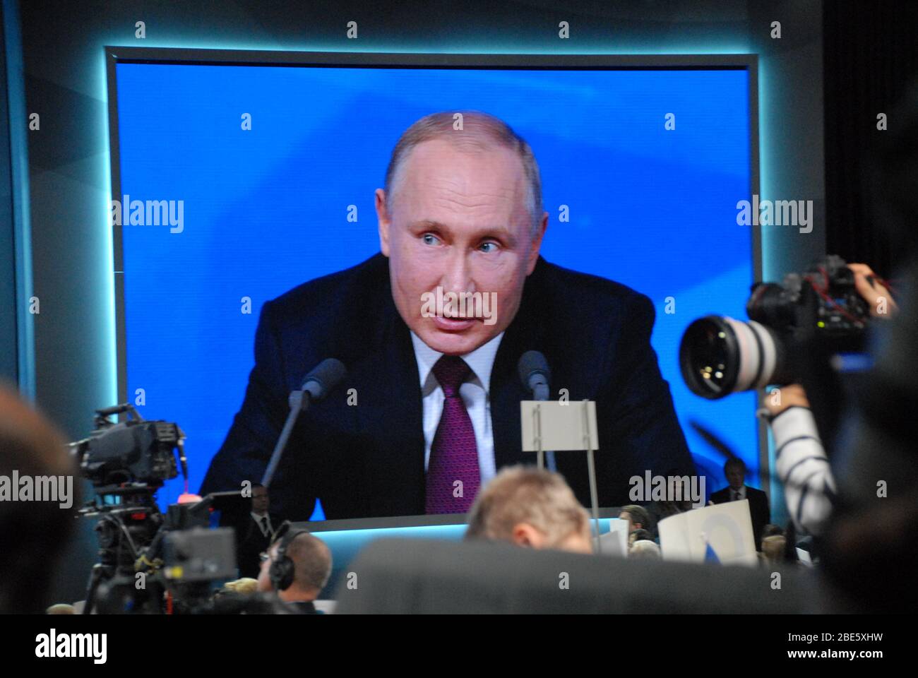 Journalists and media members attend President of the Russian ...
