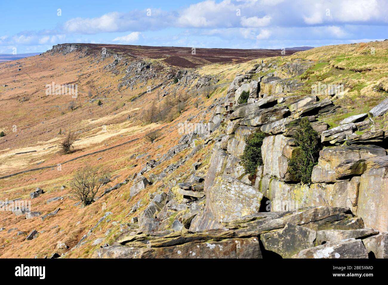 Stanage Edge,gritstone escarpment,Hathersage,Peak district national ...