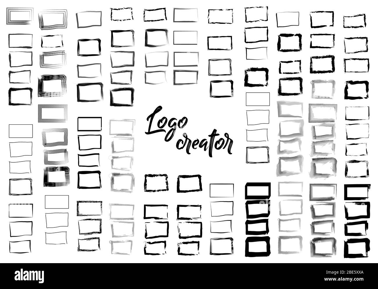 Set of unique ink sketched shapes for logotype, brand style, badge or ...