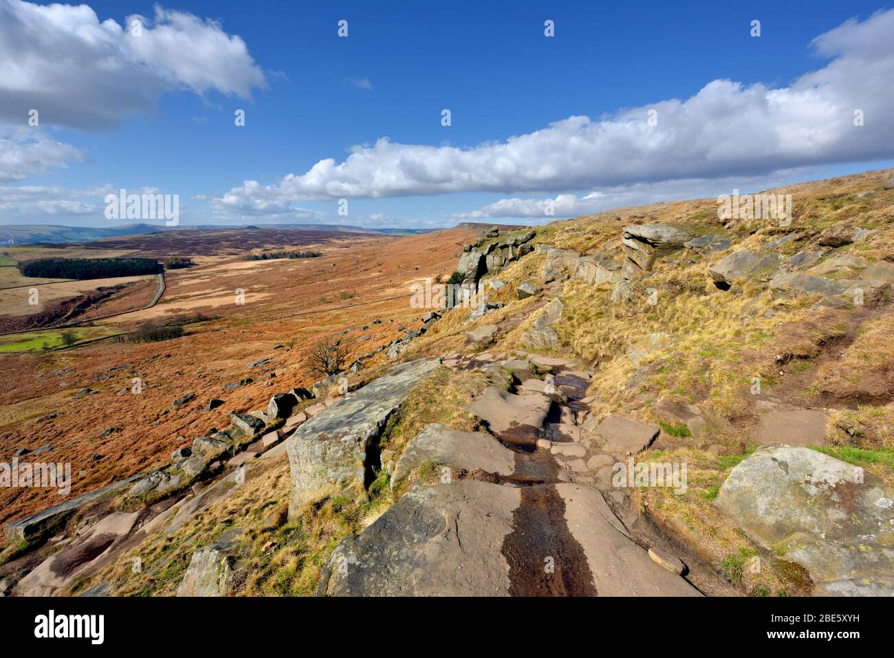 Stanage Edge,gritstone escarpment,Hathersage,Peak district national ...