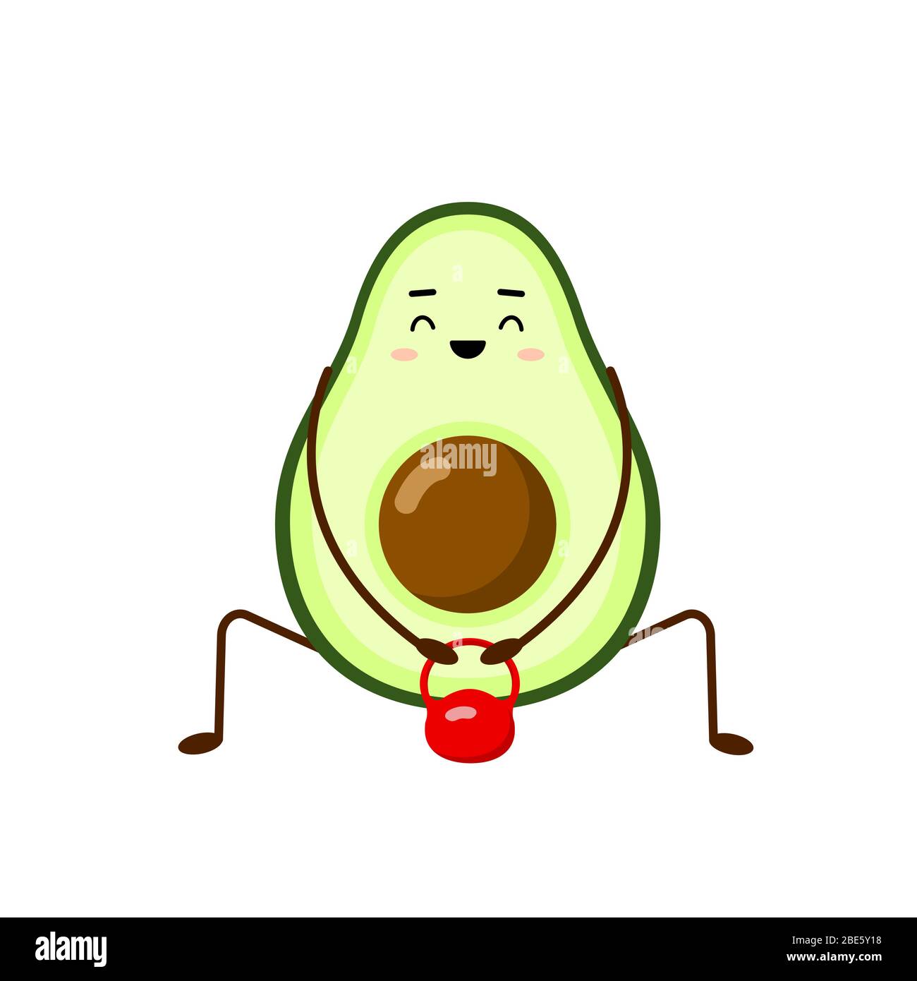 Avocado sport with red weight. Avocado character design on white ...