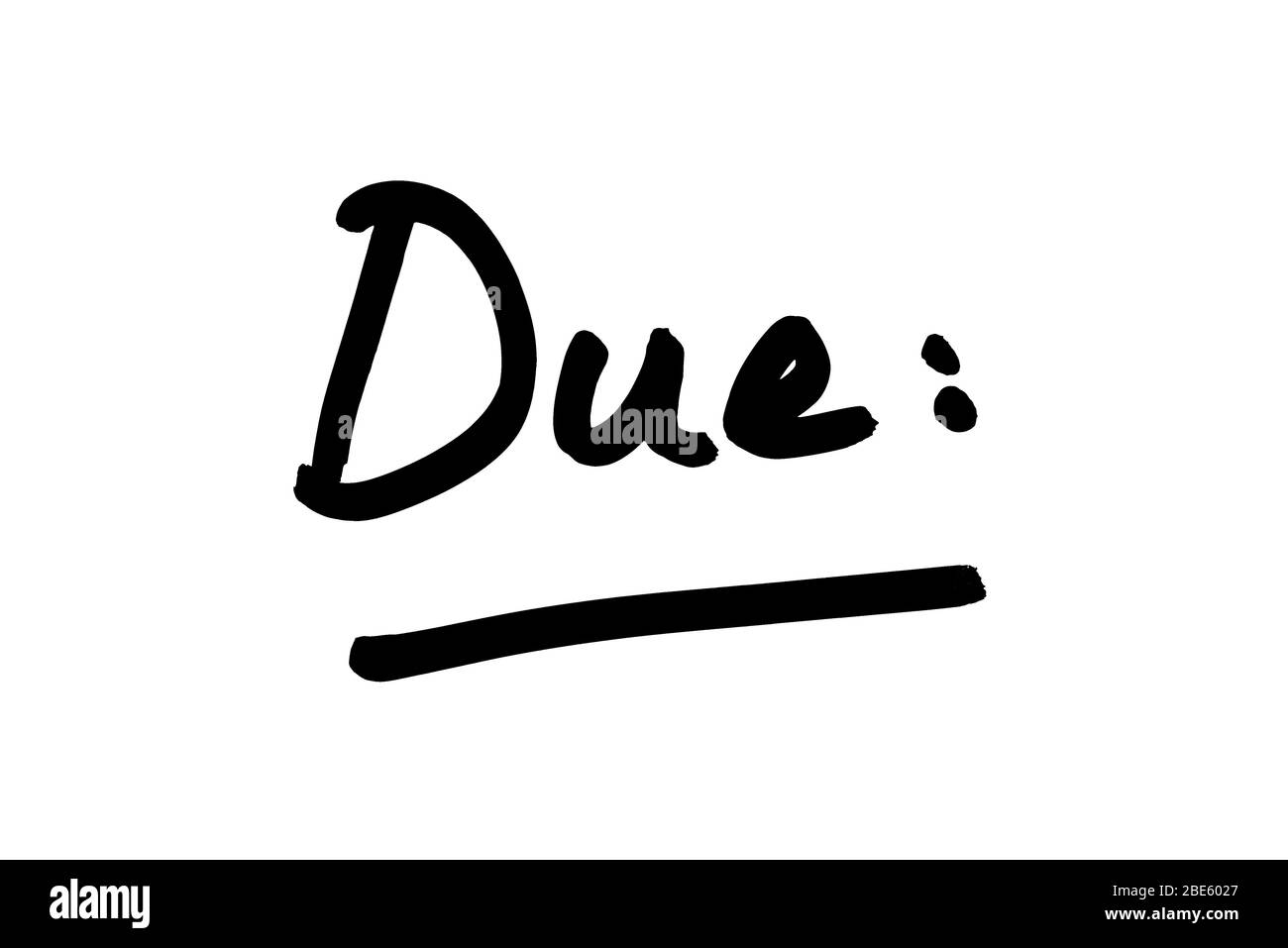 The word Due handwritten on a white background Stock Photo - Alamy