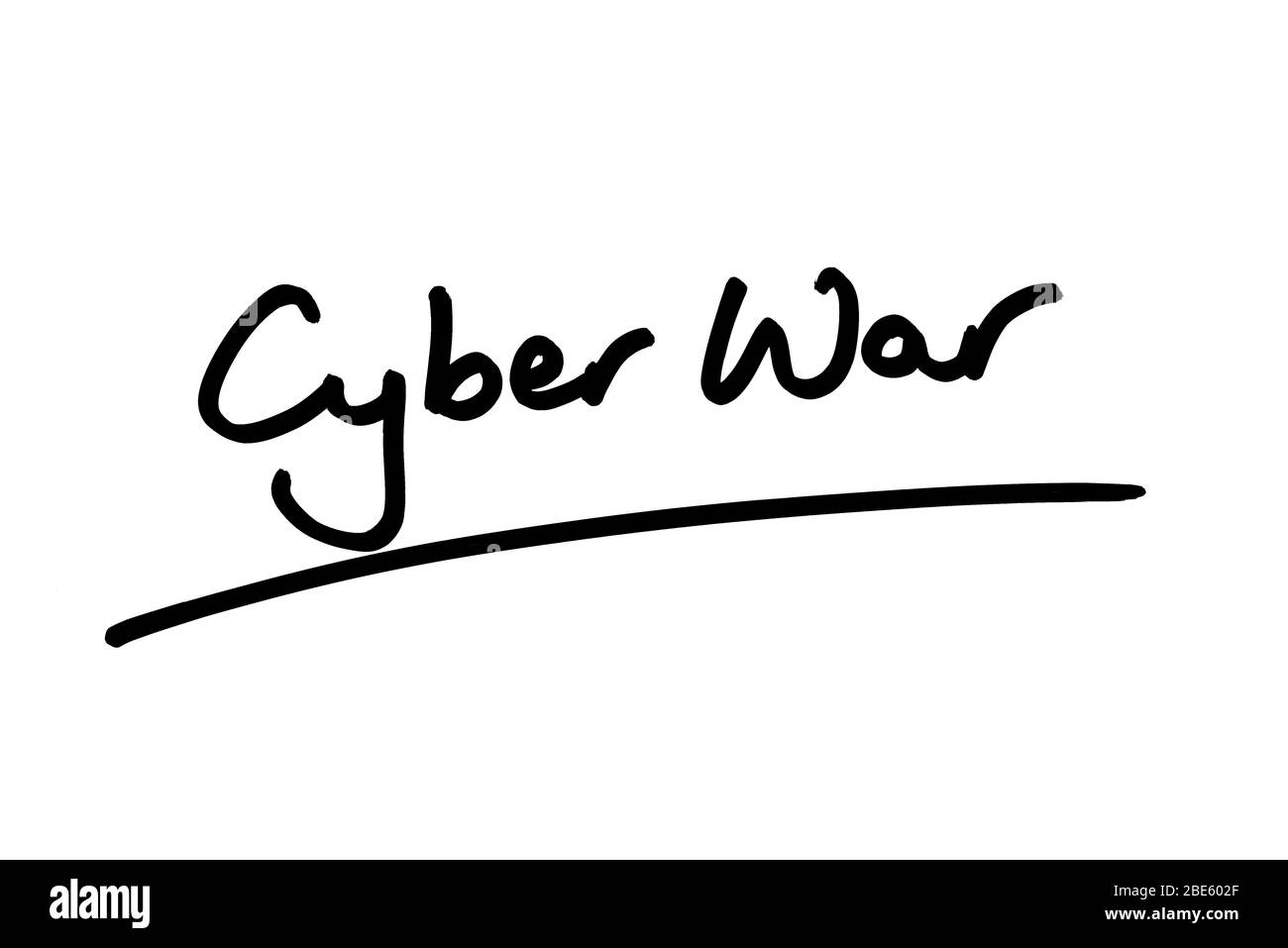 Cyber War handwritten on a white background Stock Photo - Alamy