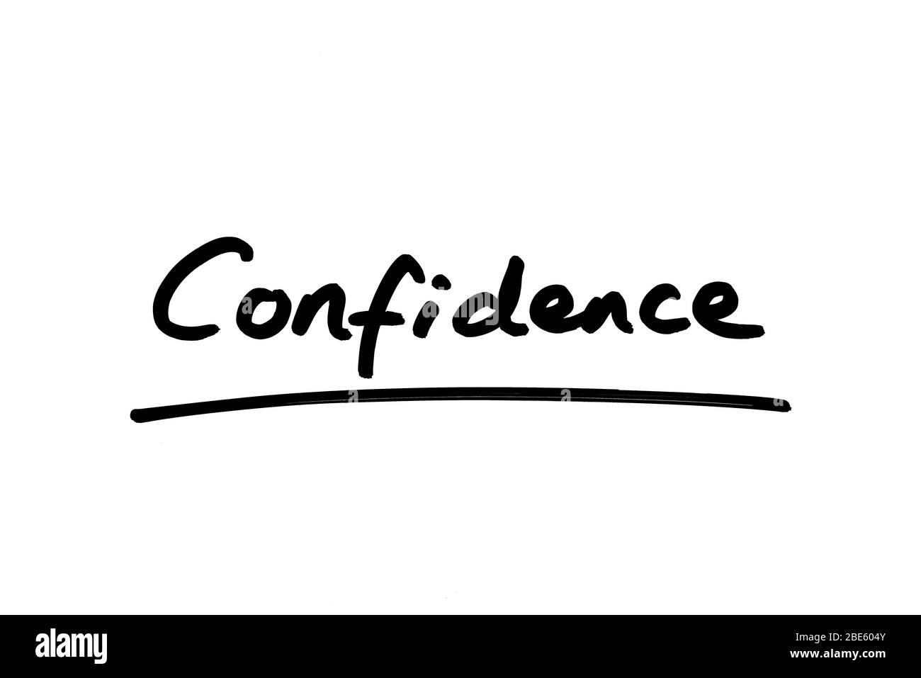 Confidence handwritten on a white background Stock Photo - Alamy
