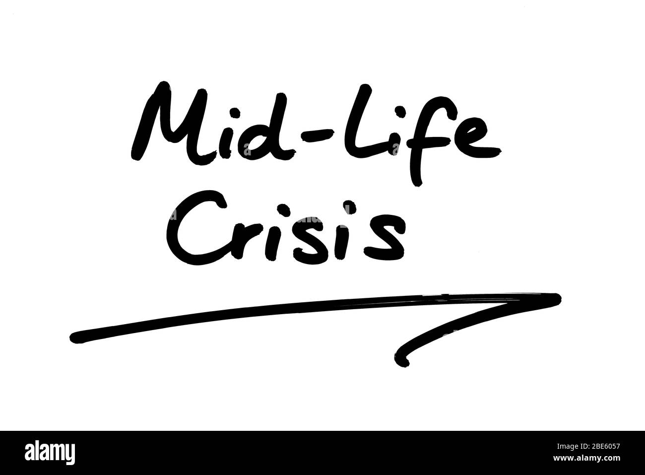 Mid-Life Crisis handwritten on a white background Stock Photo - Alamy