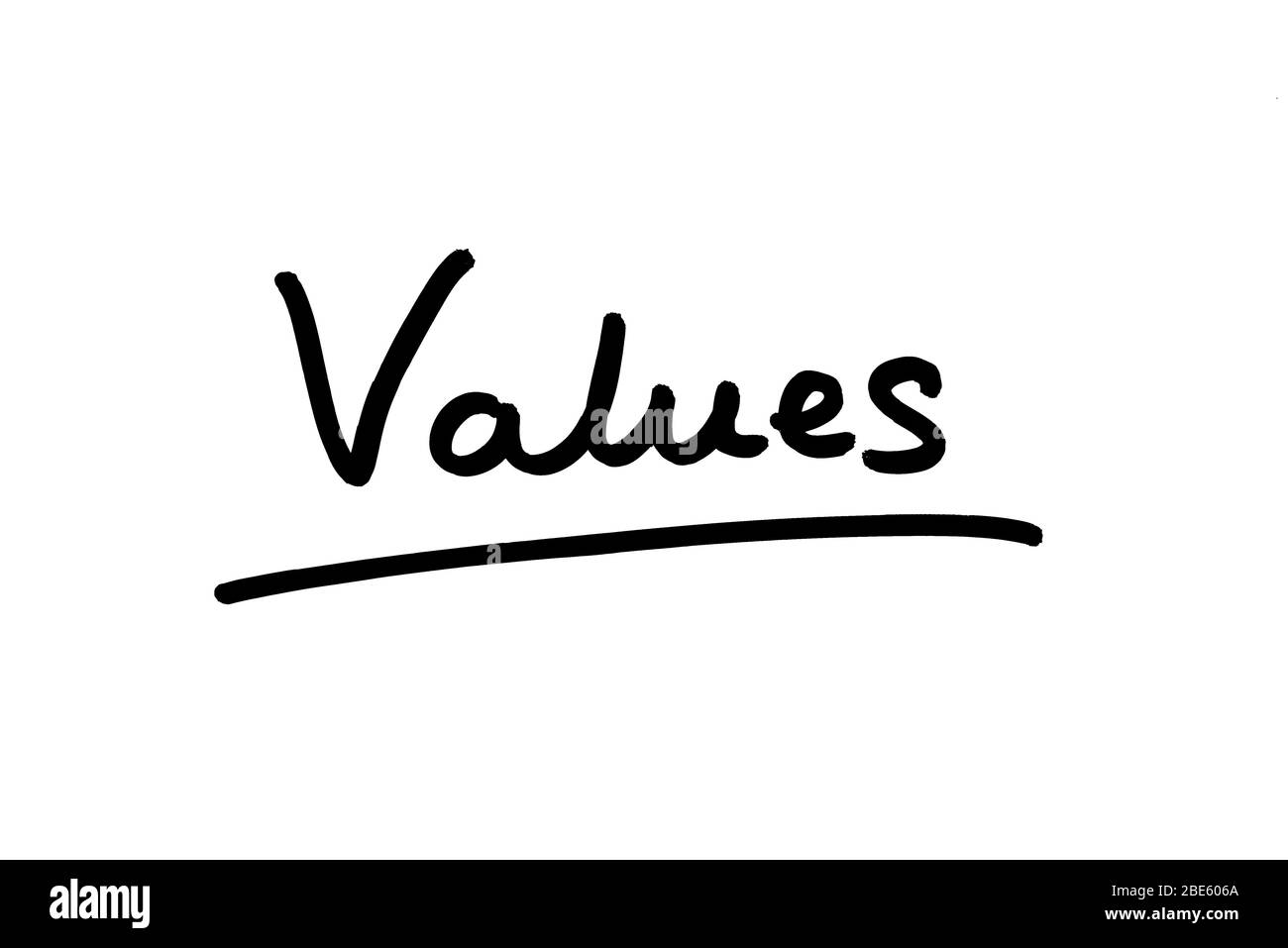 The Word Values Handwritten On A White Background Stock Photo Alamy