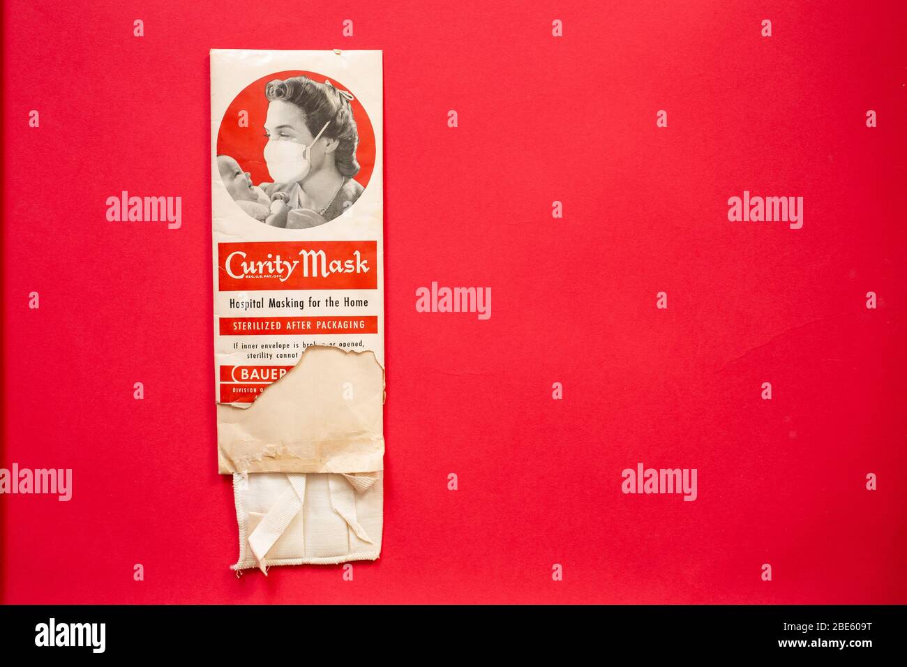 A 1940s surgical mask made by Curity, a division of The Kendall Company ...