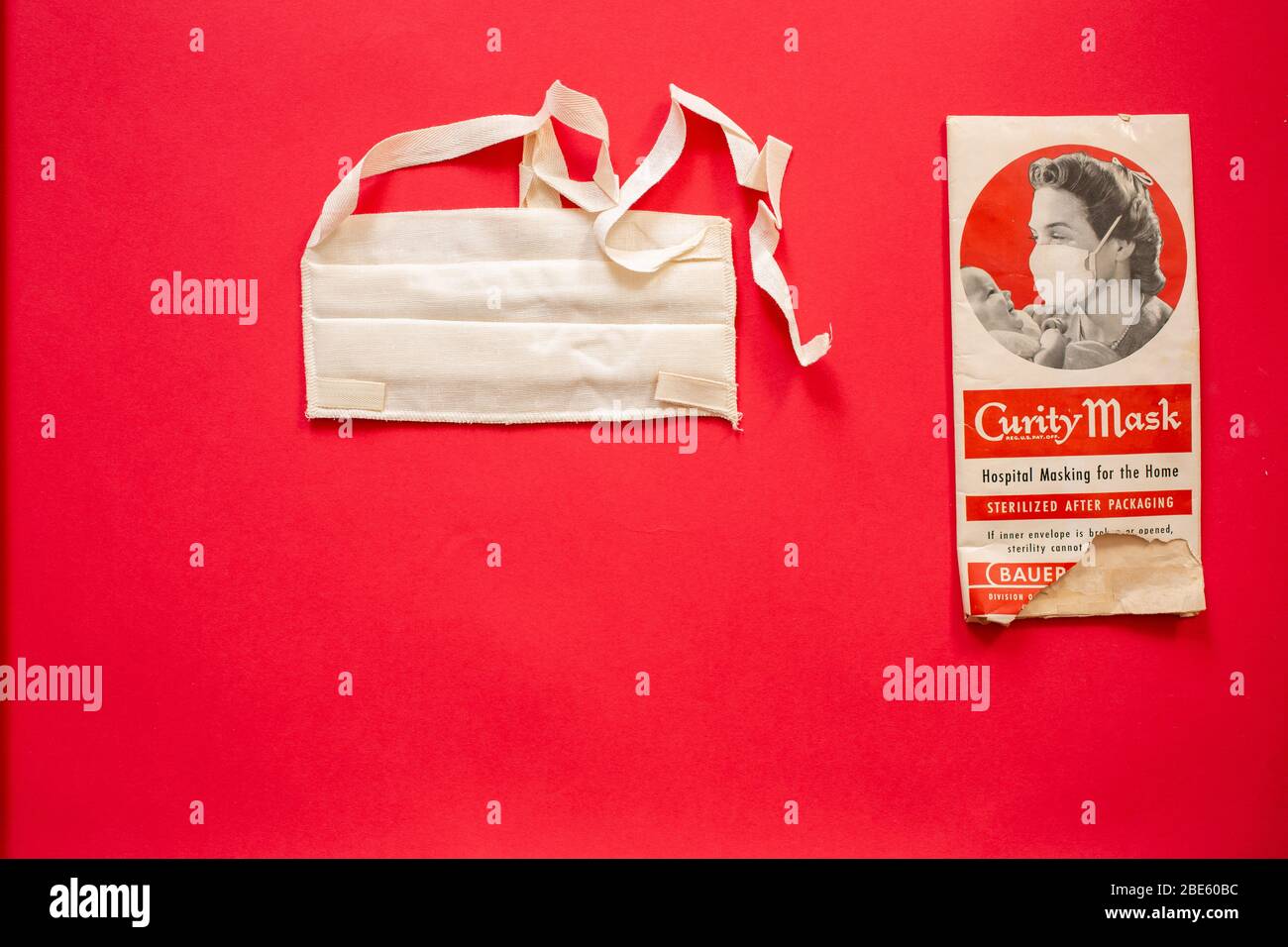 A 1940s surgical mask made by Curity, a division of The Kendall Company ...