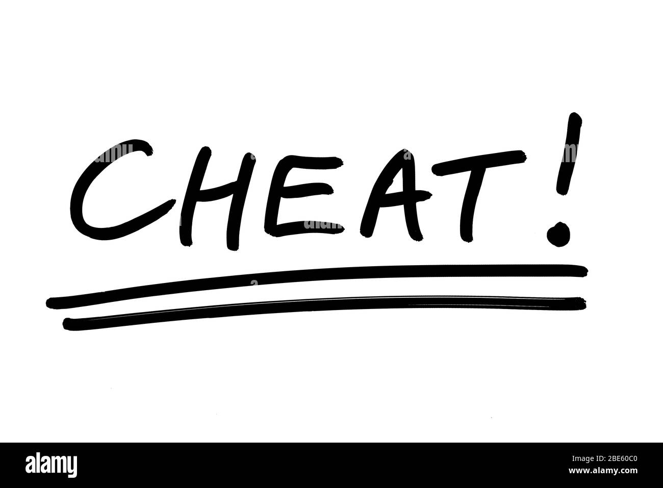 The word CHEAT! handwritten on a white background Stock Photo - Alamy