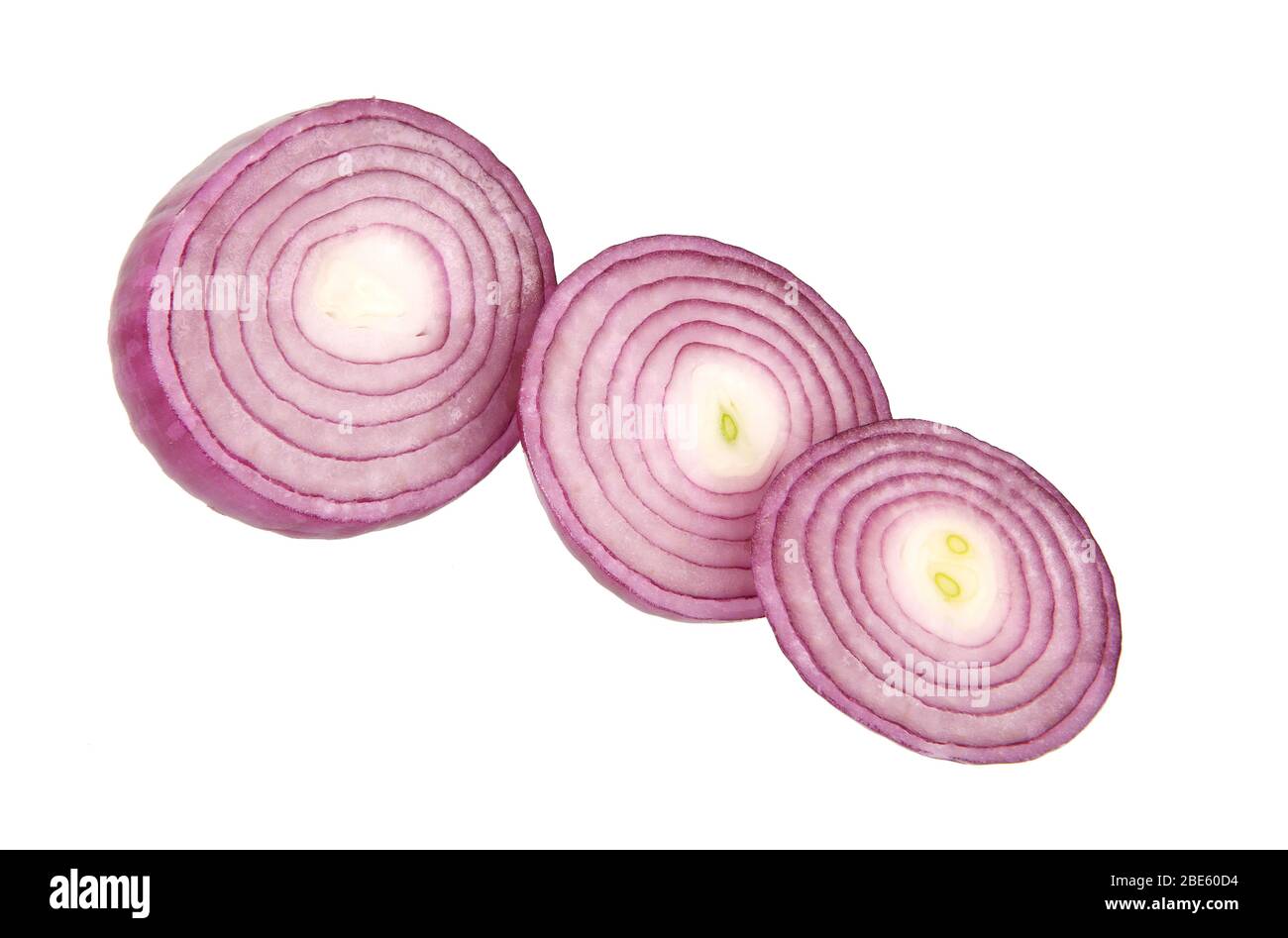 Sliced red onion rings isolated on white background Stock Photo - Alamy
