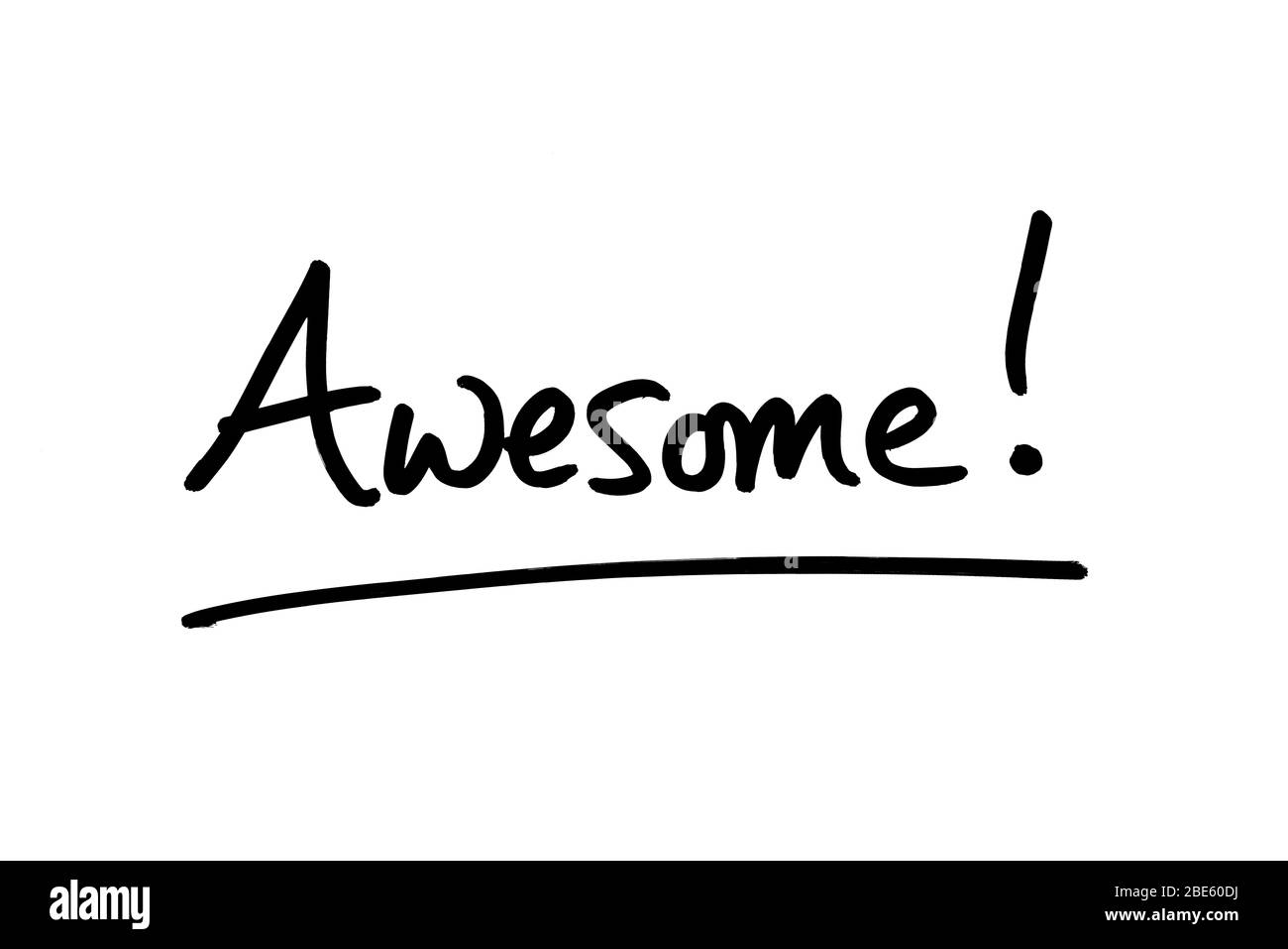 The word Awesome! handwritten on a white background Stock Photo - Alamy
