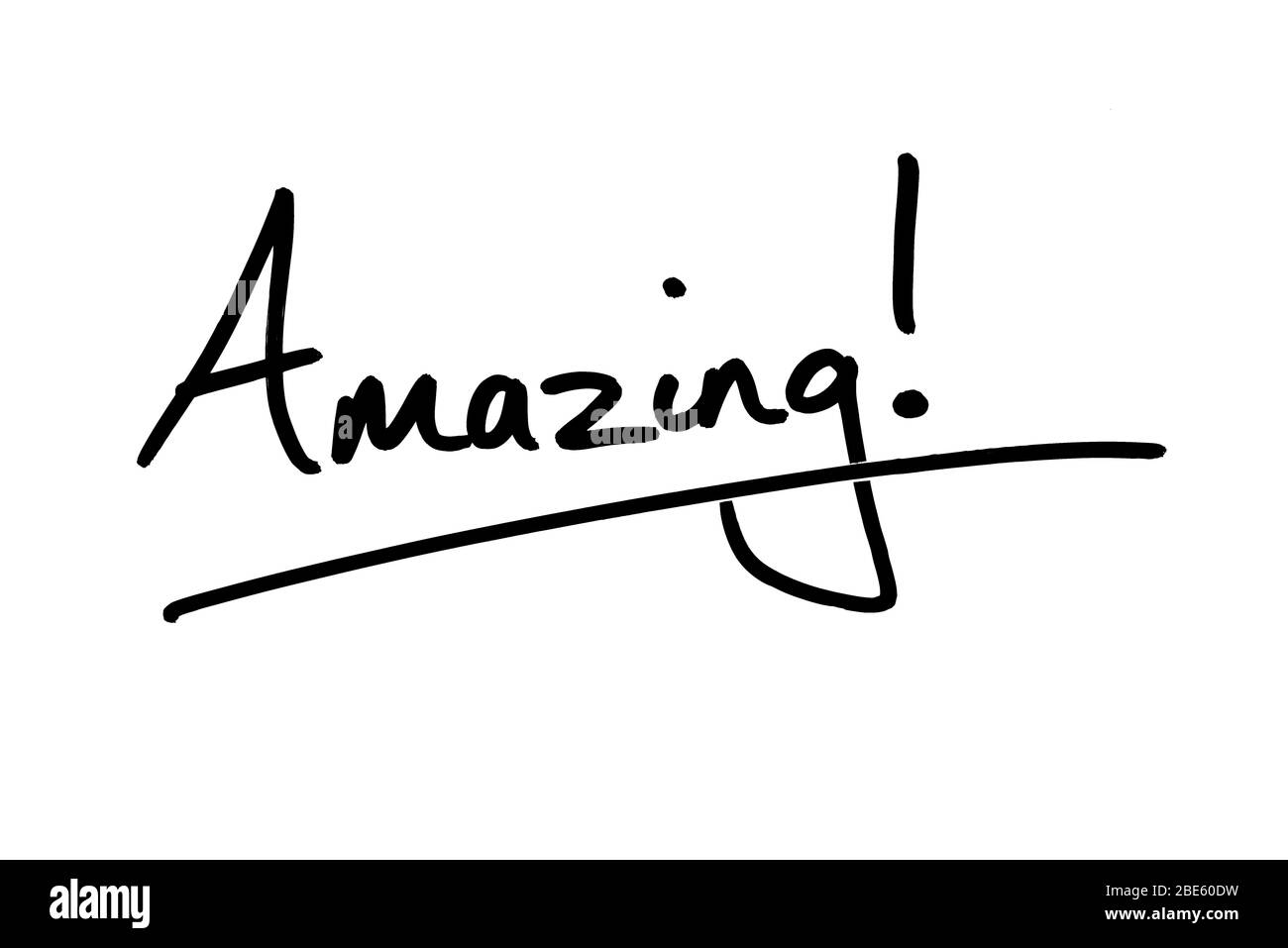 The word Amazing! handwritten on a white background Stock Photo - Alamy