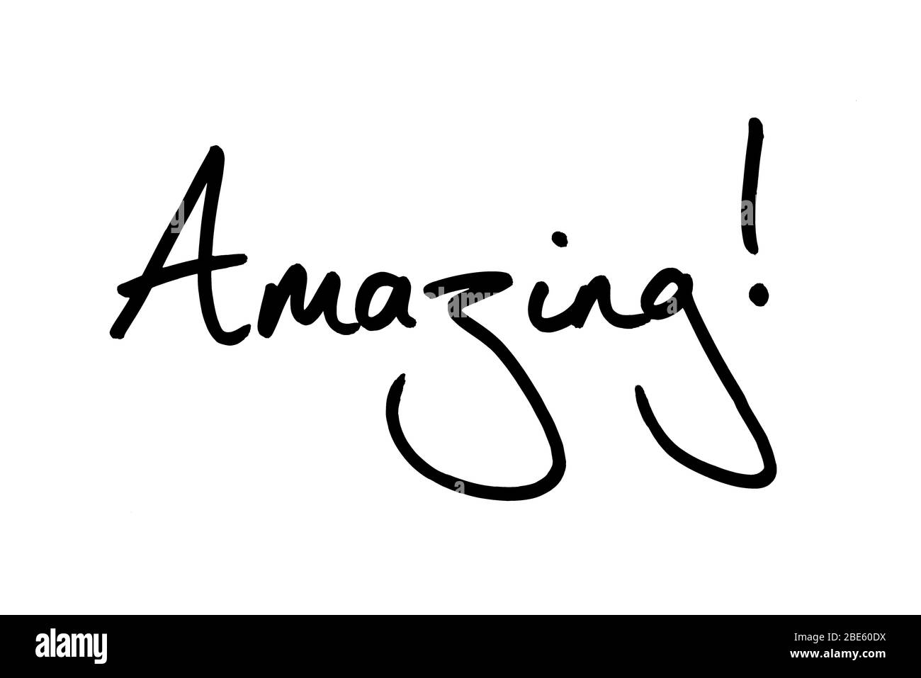 The word Amazing! handwritten on a white background Stock Photo - Alamy