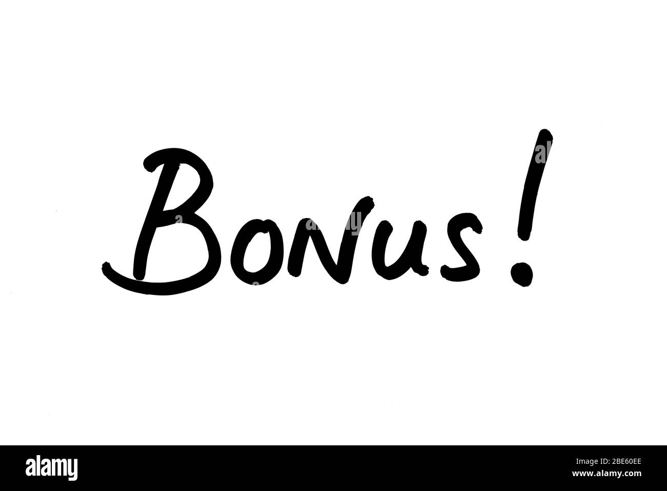 BONUS! handwritten on a white background Stock Photo - Alamy