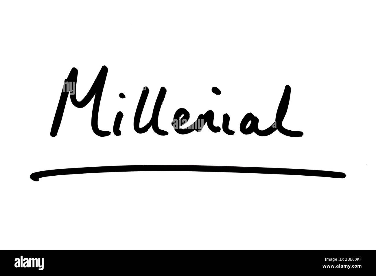 The word Millennial, handwritten on a white background Stock Photo - Alamy