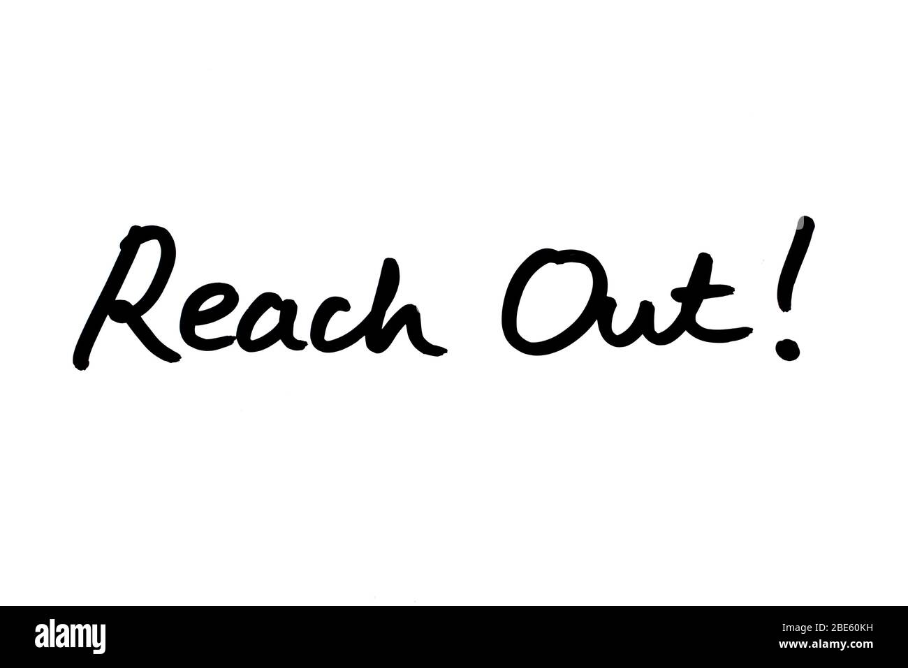 Reach Out! handwritten on a white background Stock Photo - Alamy