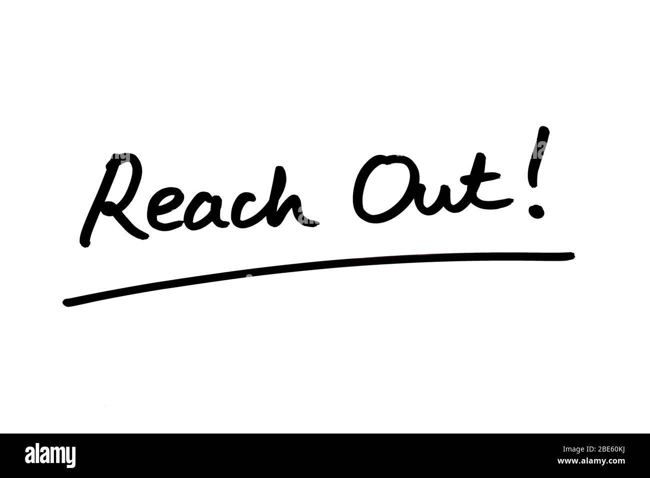 Reach Out! handwritten on a white background Stock Photo - Alamy
