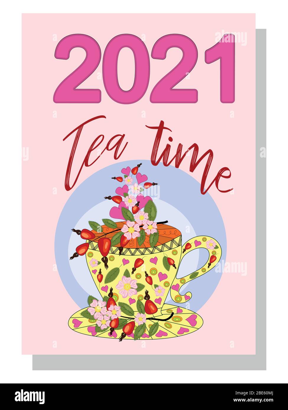 Drinks calendar: with seasonal dessert drawings of various tea, coffee ...