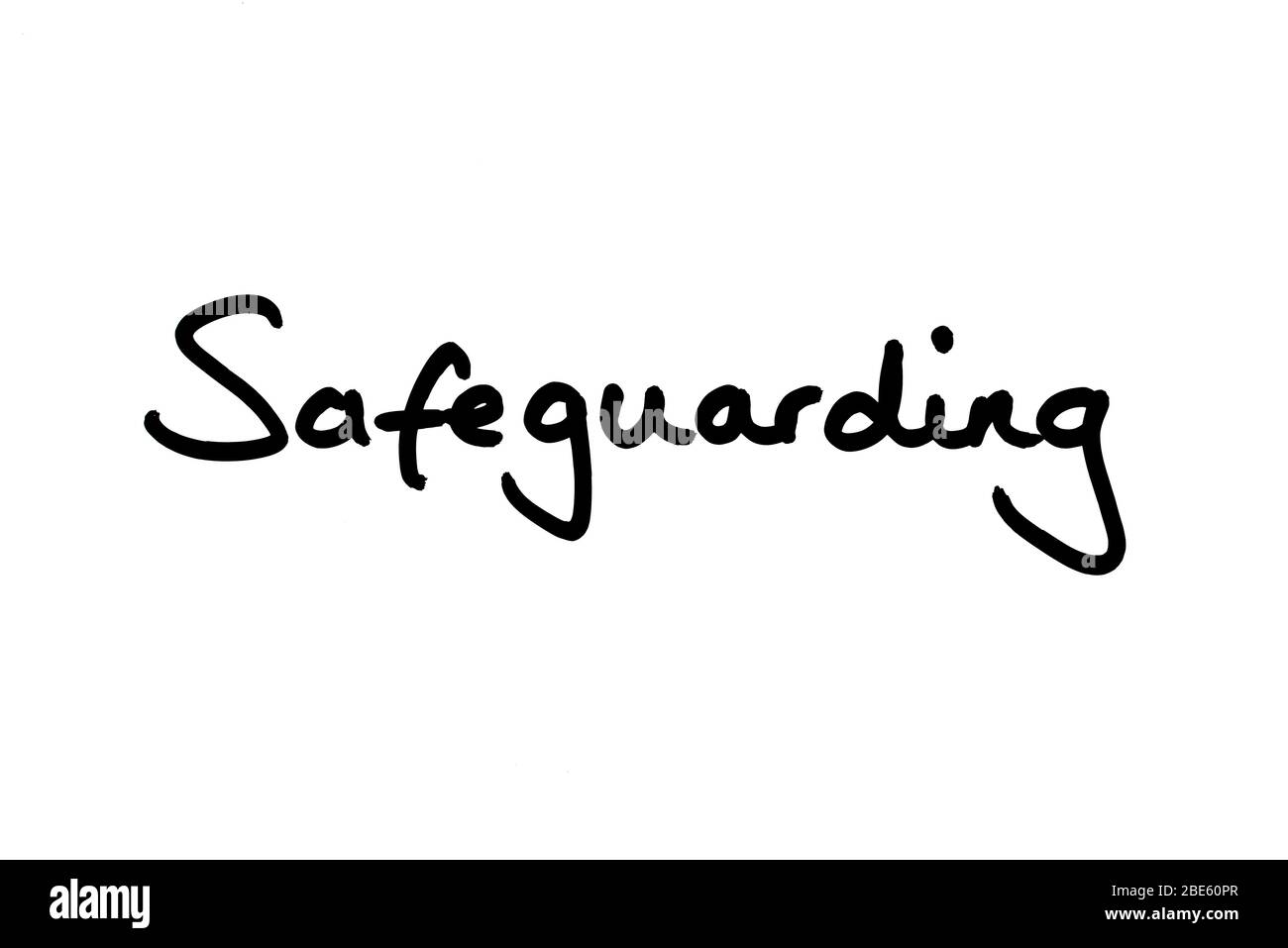 The word Safeguarding handwritten on a white background Stock Photo - Alamy