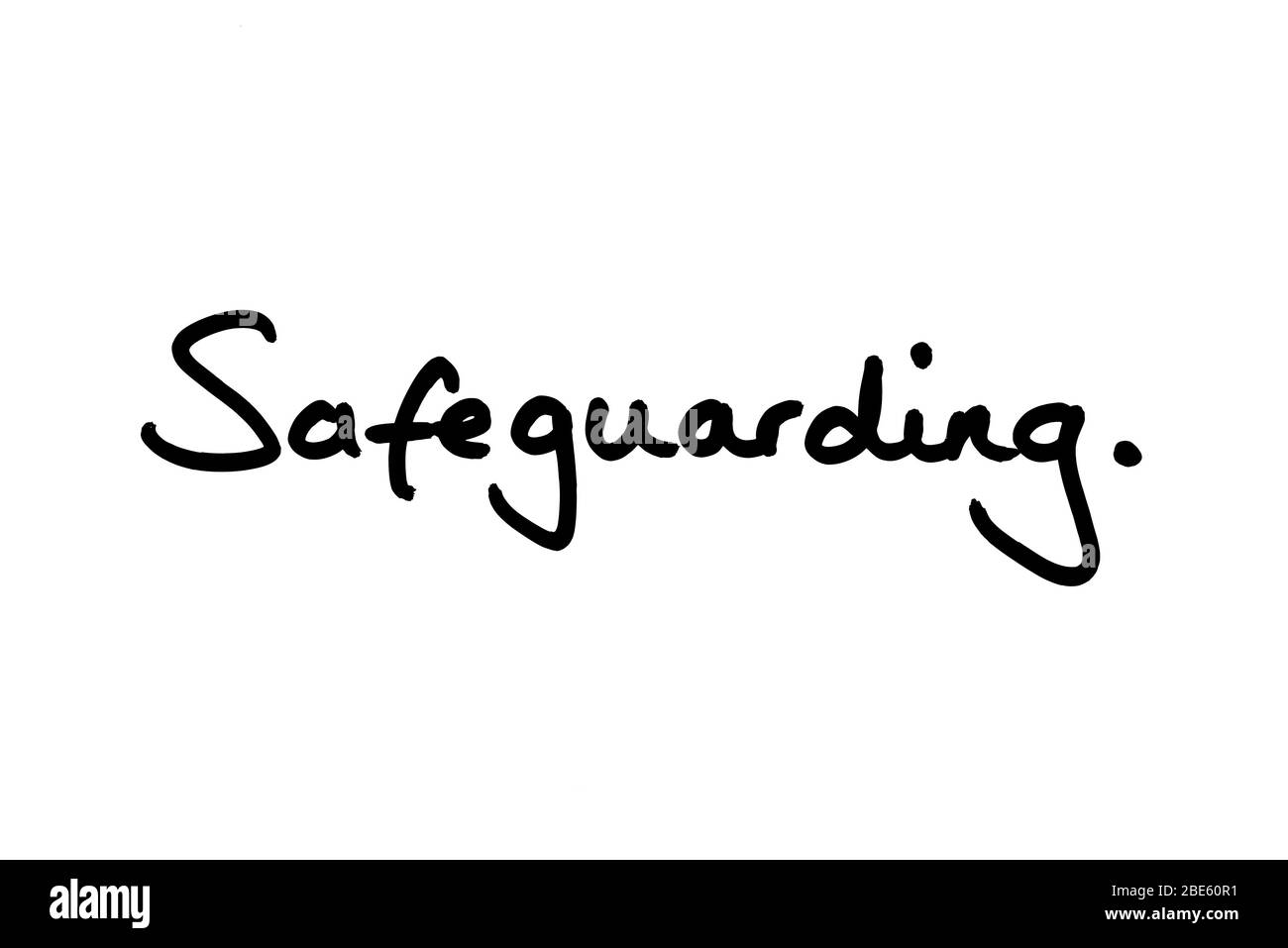 The word Safeguarding handwritten on a white background Stock Photo - Alamy
