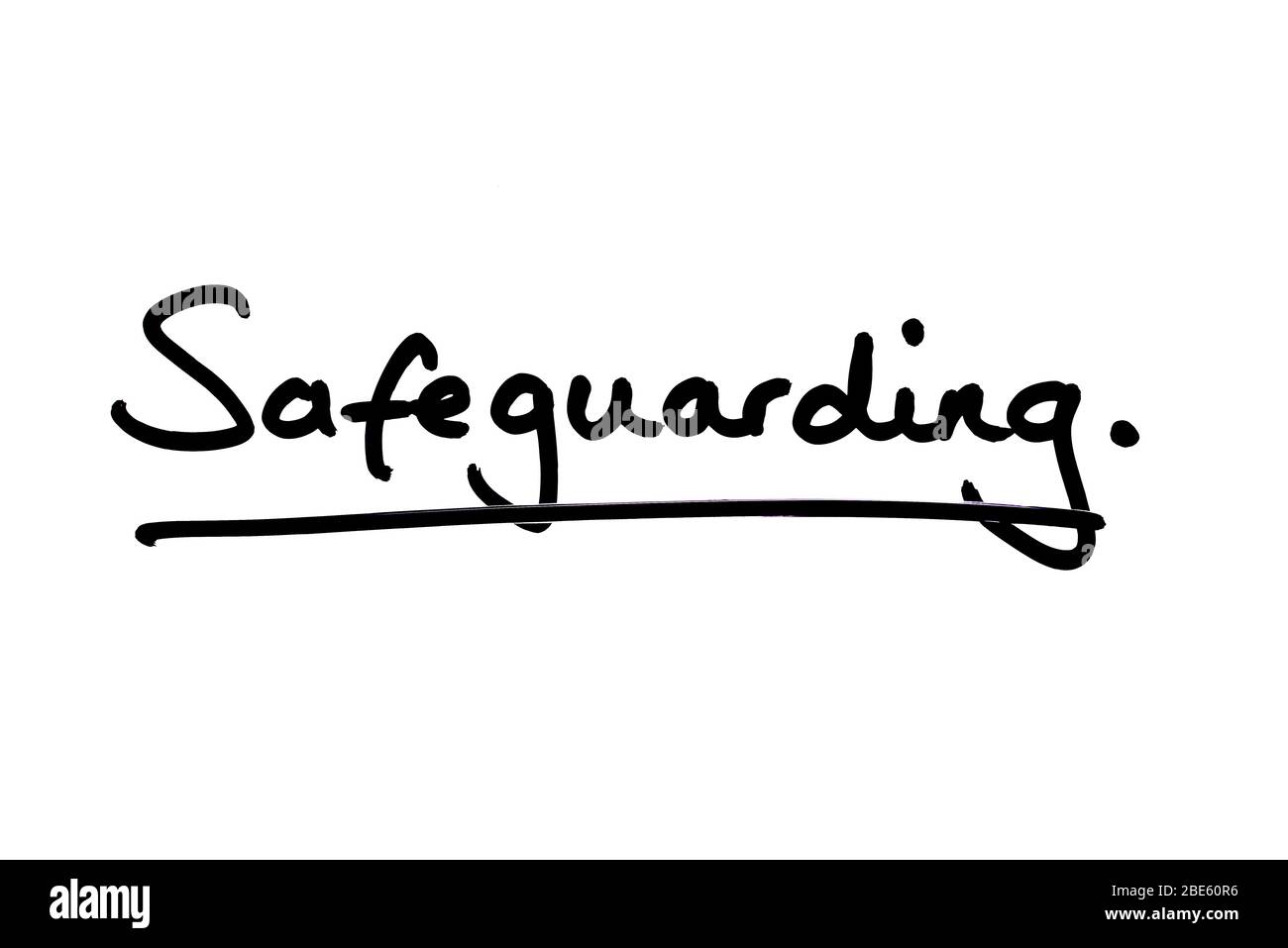 The word Safeguarding handwritten on a white background Stock Photo - Alamy