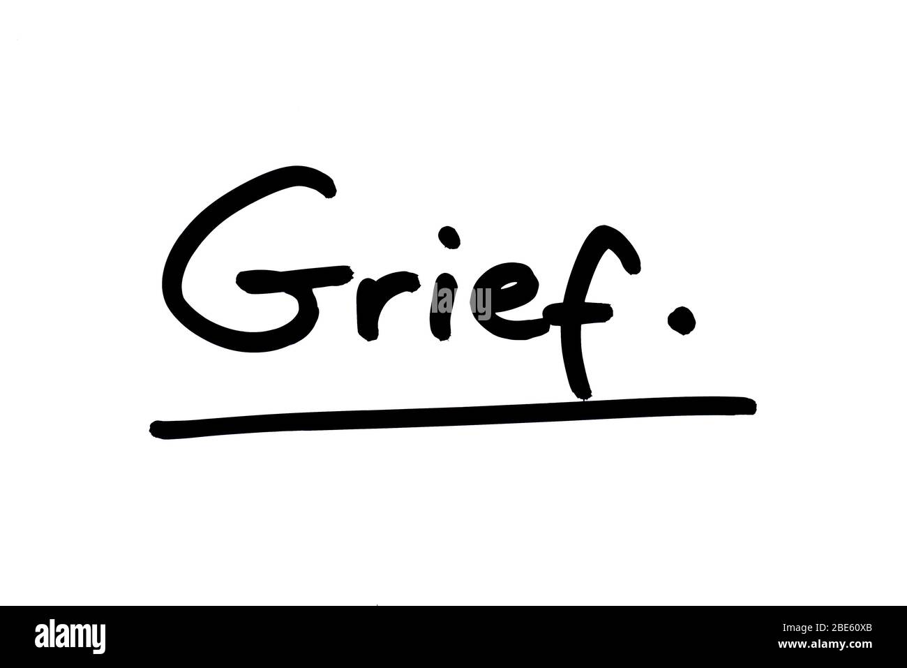 The word Grief handwritten on a white background Stock Photo - Alamy