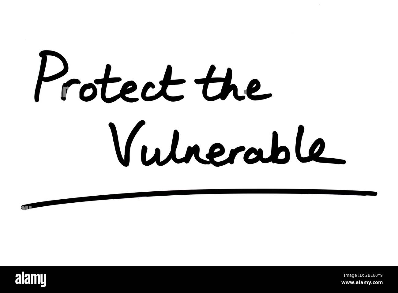Protect the Vulnerable handwritten on a white background Stock Photo ...