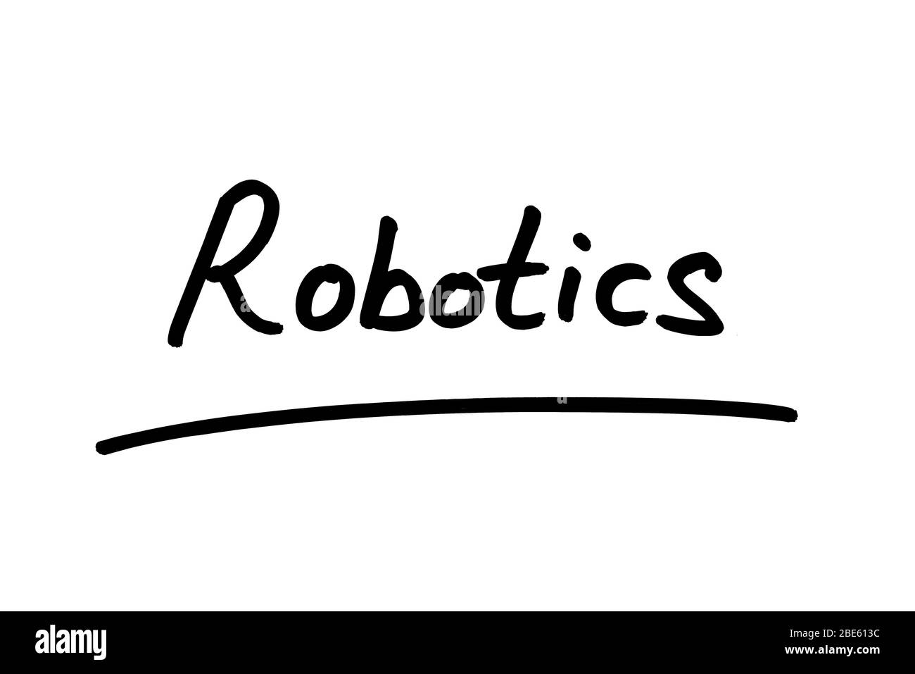 Robotics handwritten on a white background Stock Photo - Alamy