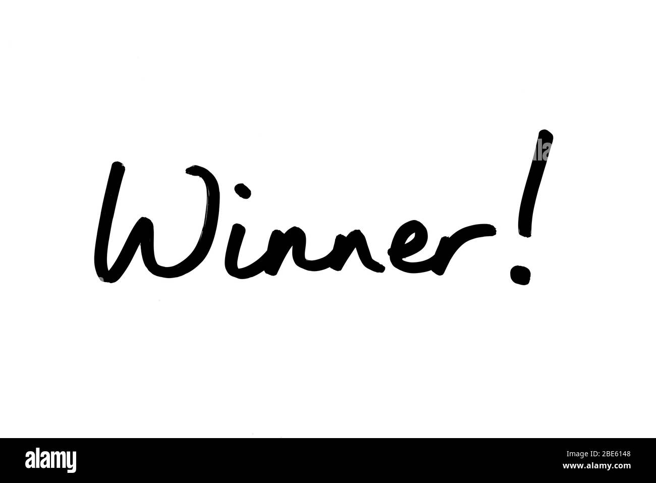 The word Winner! handwritten on a white background Stock Photo - Alamy